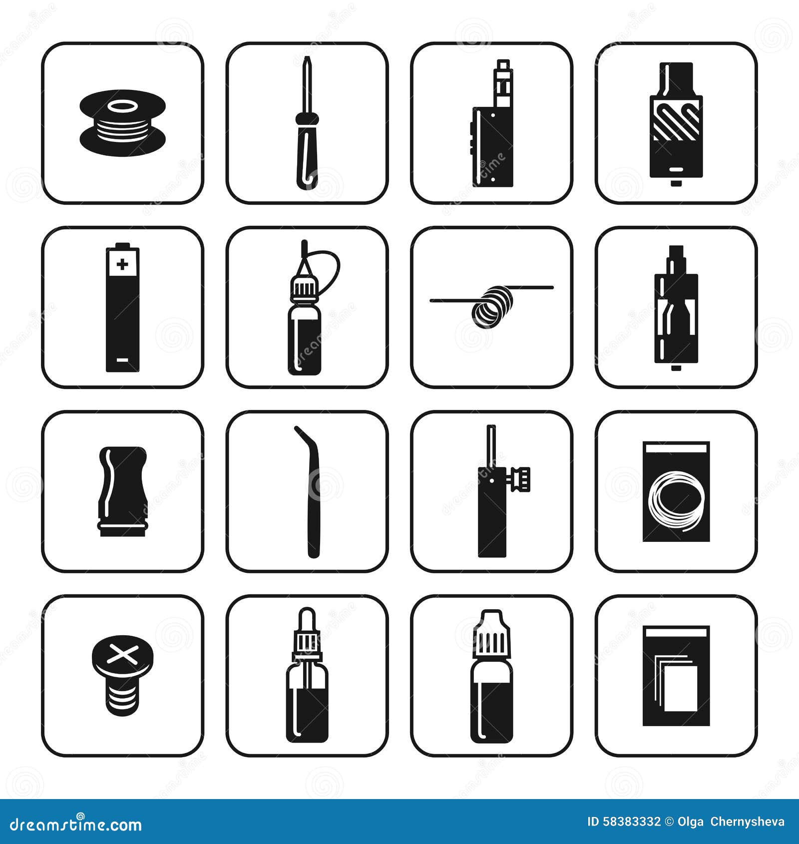Vector Icons Set of Vaporizer and Accessories Stock Vector ...