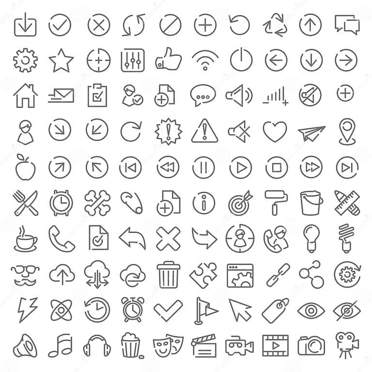 100 vector icons set stock vector. Illustration of camera - 45462001