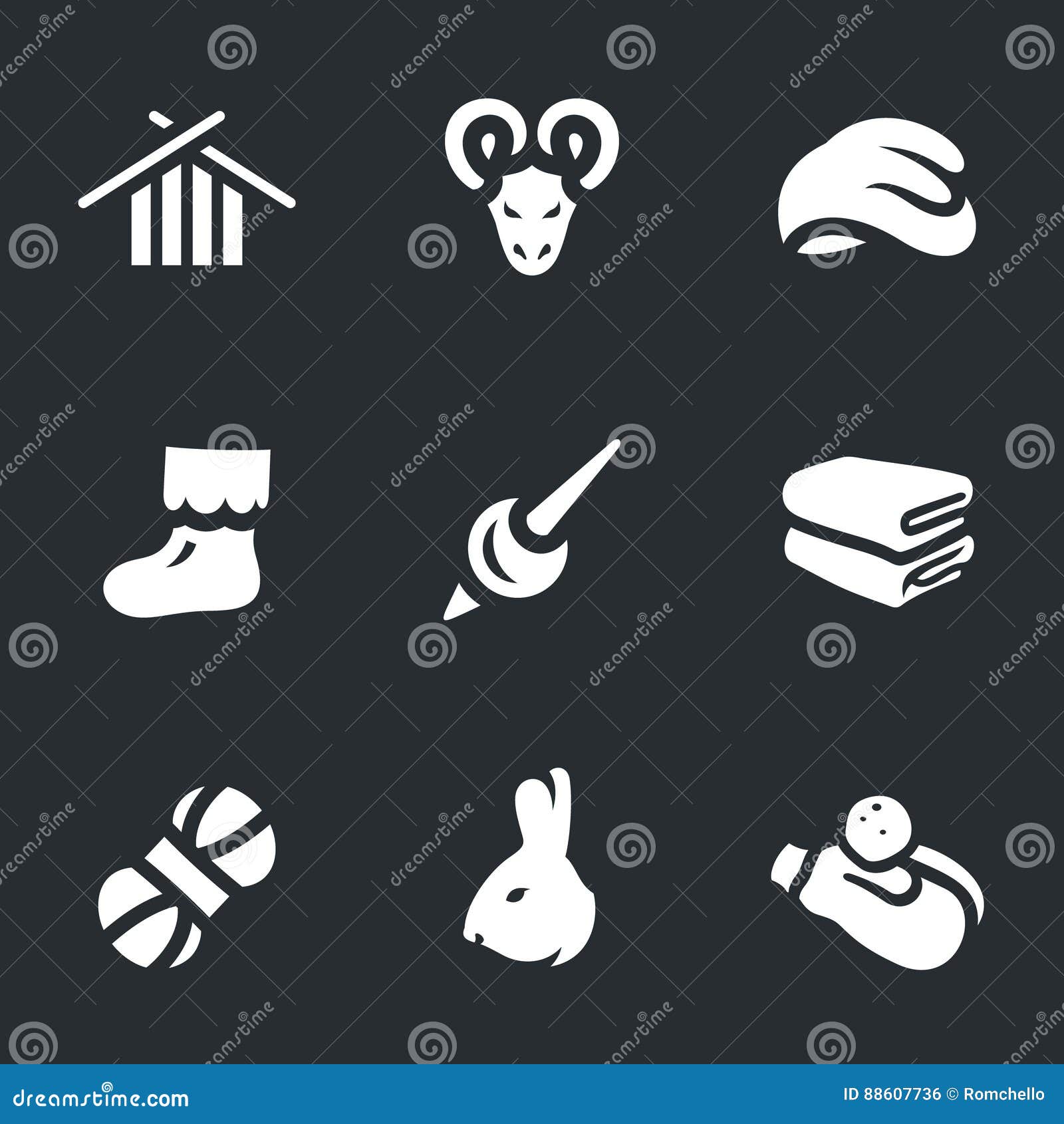 Vector Icons Set of Wool. stock vector. Illustration of graphic - 88607736