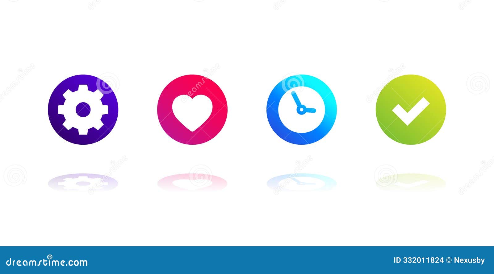 Vector Icons - Settings, Like, Time and Check Mark Stock Illustration ...