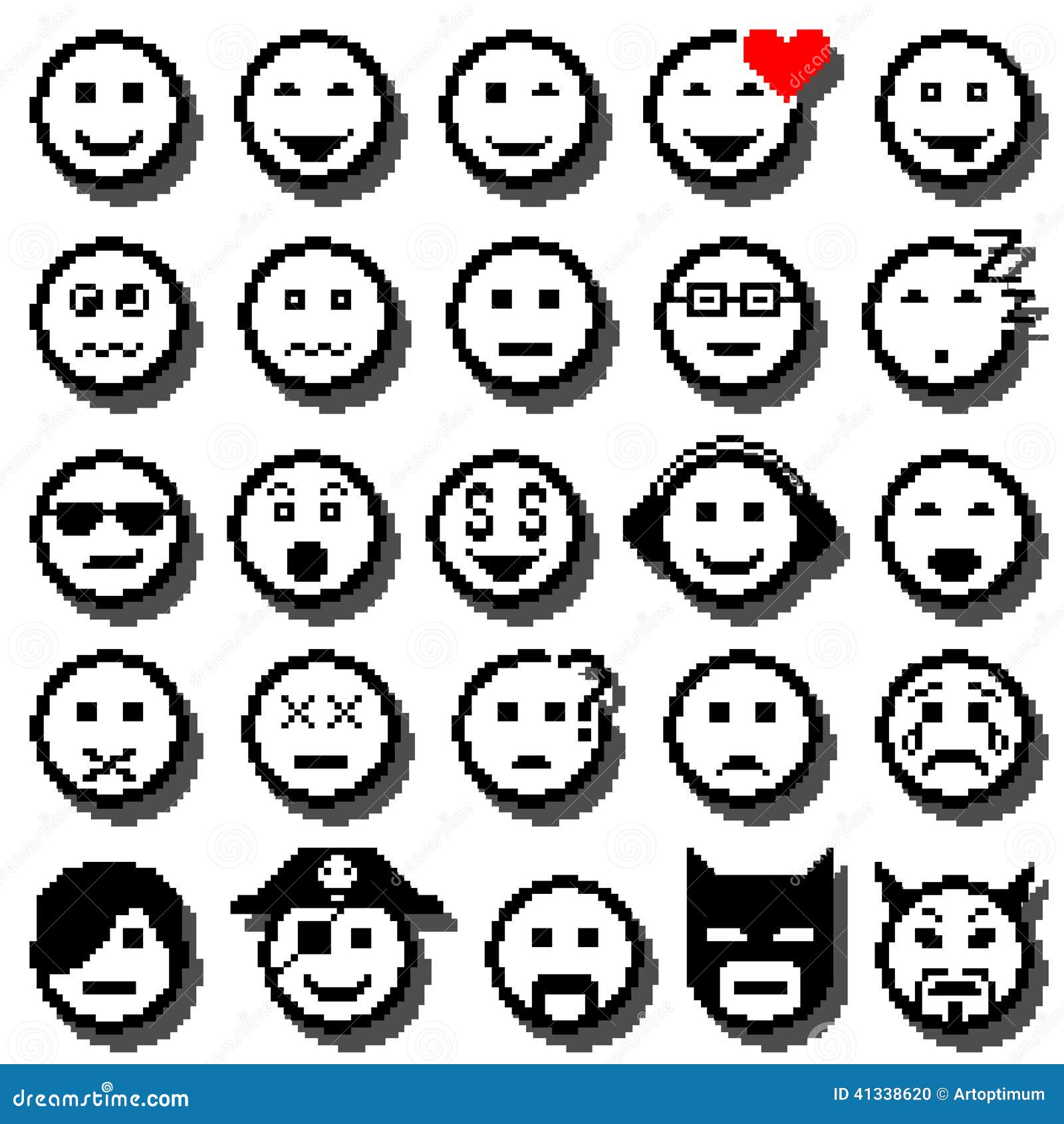 Vector Icons of Smiley Faces. Pixel Art. Stock Vector - Illustration of ...