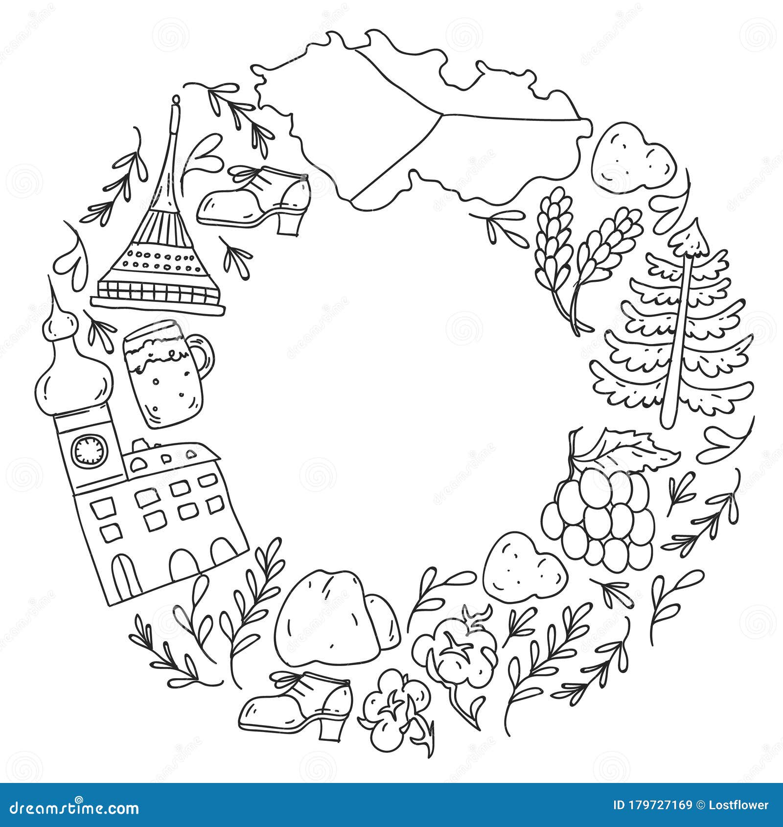 Vector Icons and Symbols. Czech Republic Illustrations for Banners ...