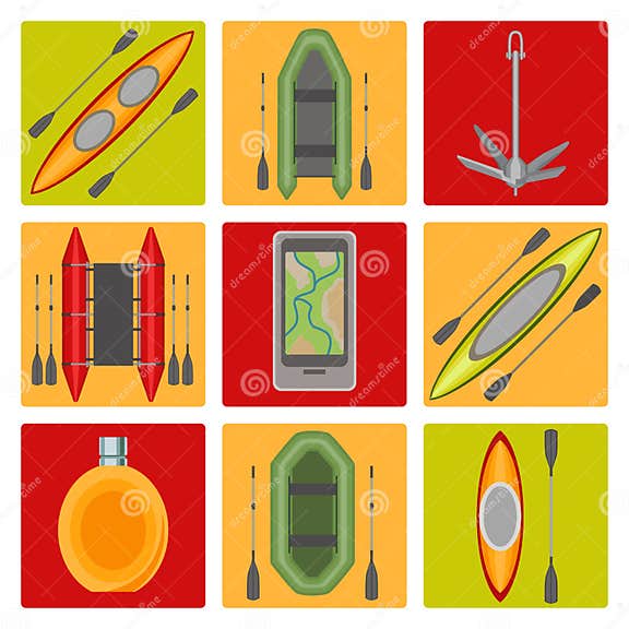 Vector Icons on the Theme of Water Tourism Stock Vector - Illustration ...
