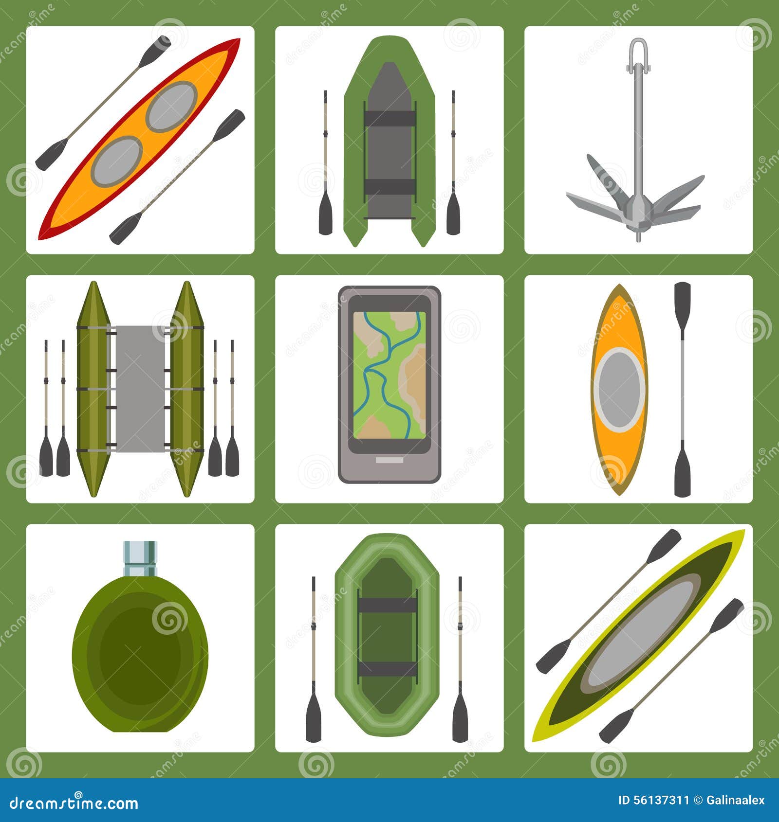 Vector Icons on the Theme of Water Tourism Stock Vector - Illustration ...