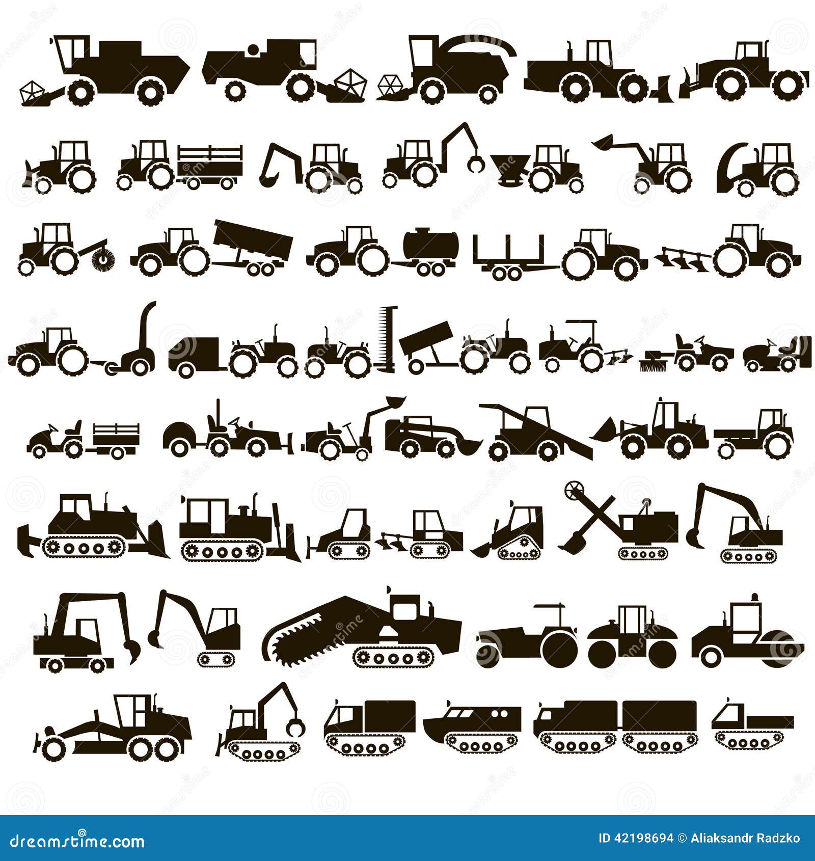 50 Vector Icons Tractors | CartoonDealer.com #42198694