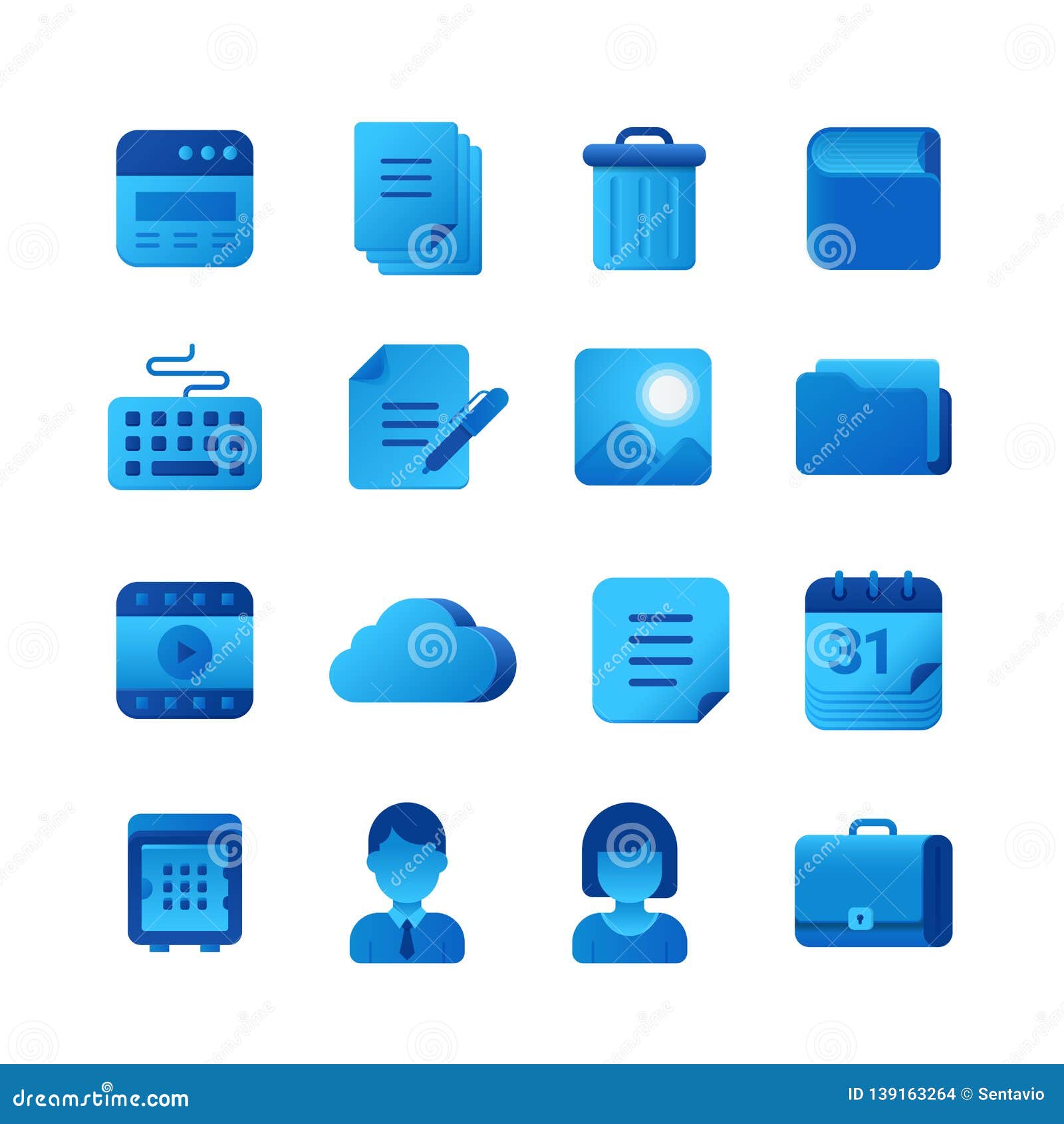 Vector Icons Universal Set. Browser Document Book Keyboard Folder Cloud ...