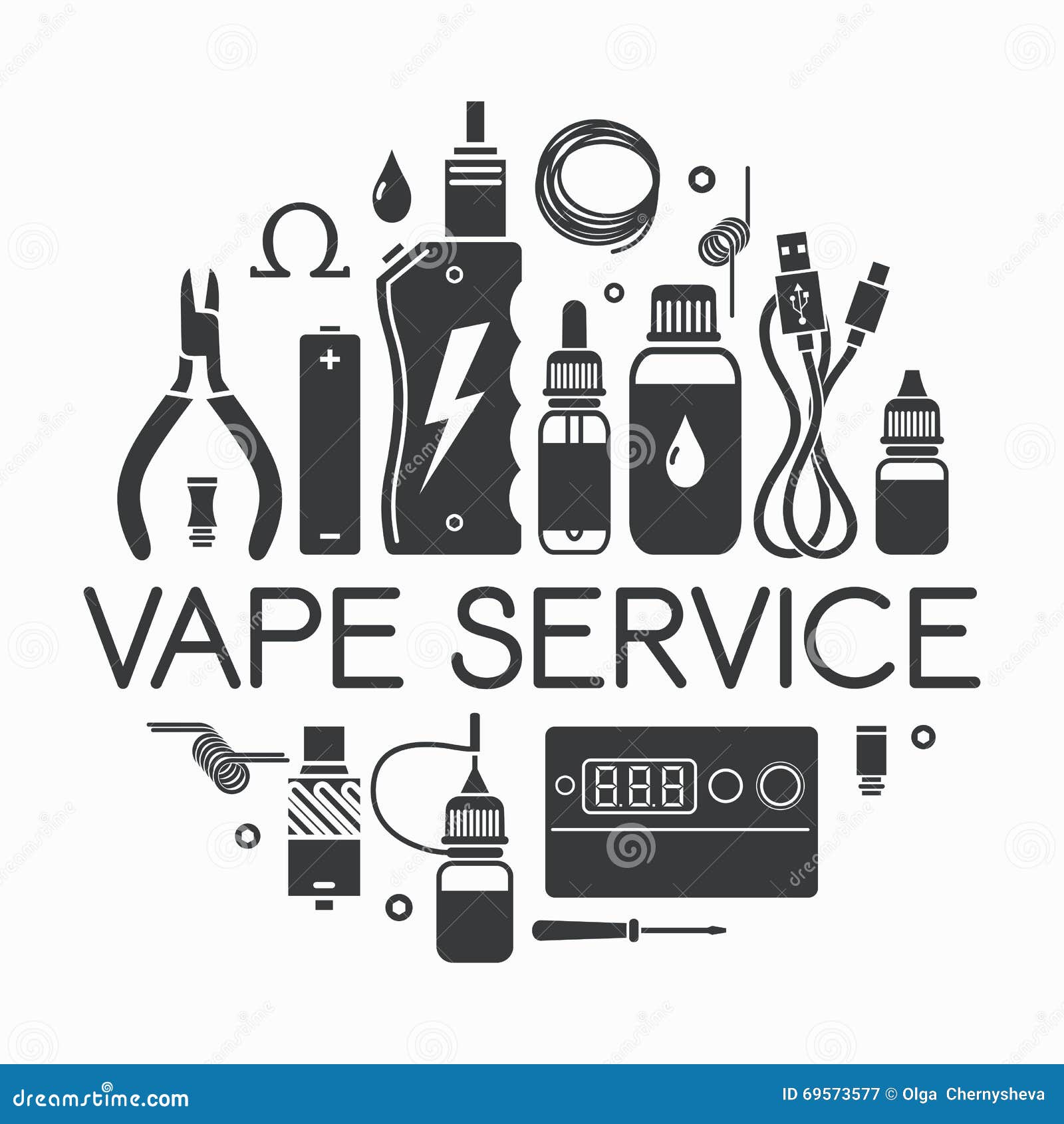 Vector Icons Of Vape Service Stock Vector - Illustration of nicotine ...
