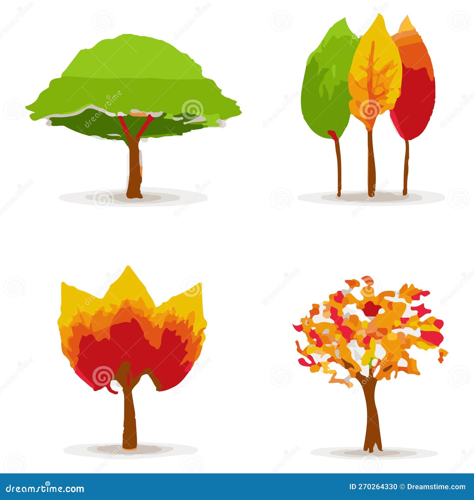 Vector Icons of Various Types of Trees Showing in Autumn Stock Vector ...