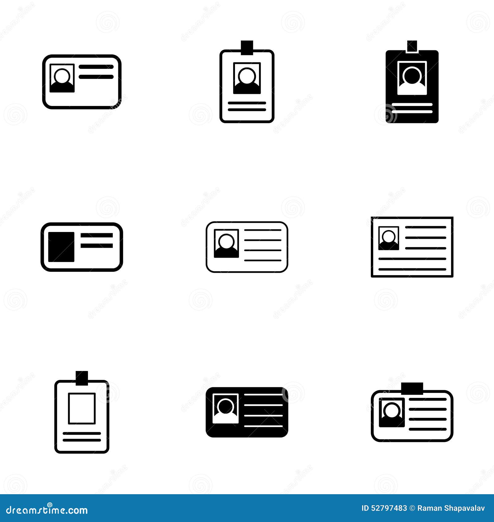 Vector id card icon set stock vector. Illustration of design - 52797483