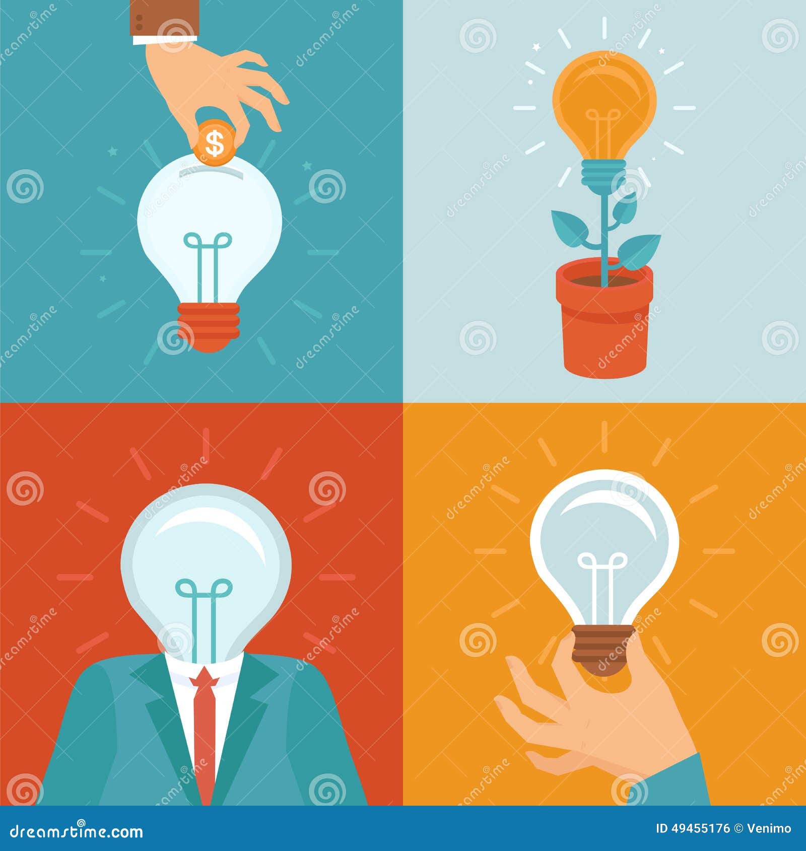 Vector Idea Concepts in Flat Style Stock Vector - Illustration of ...