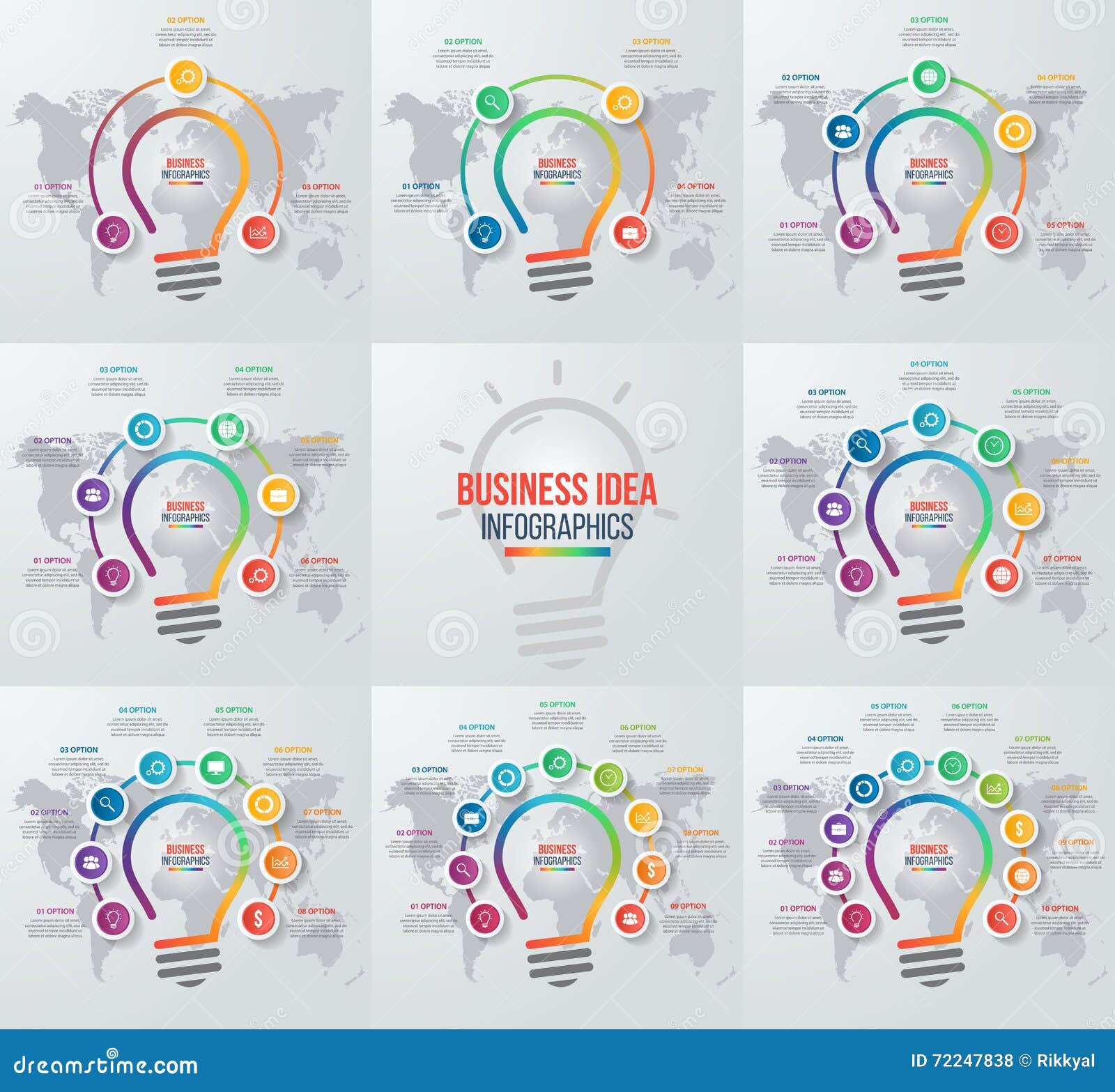 Vector Idea Light Bulb Circle Infographic Set of Templates Stock Vector ...