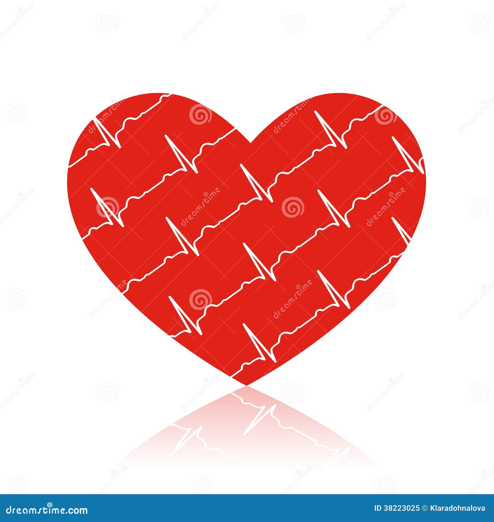 Vector Il Cuore Rosso Su Bianco Con I Simboli Del Ecg in Illustrazione ...