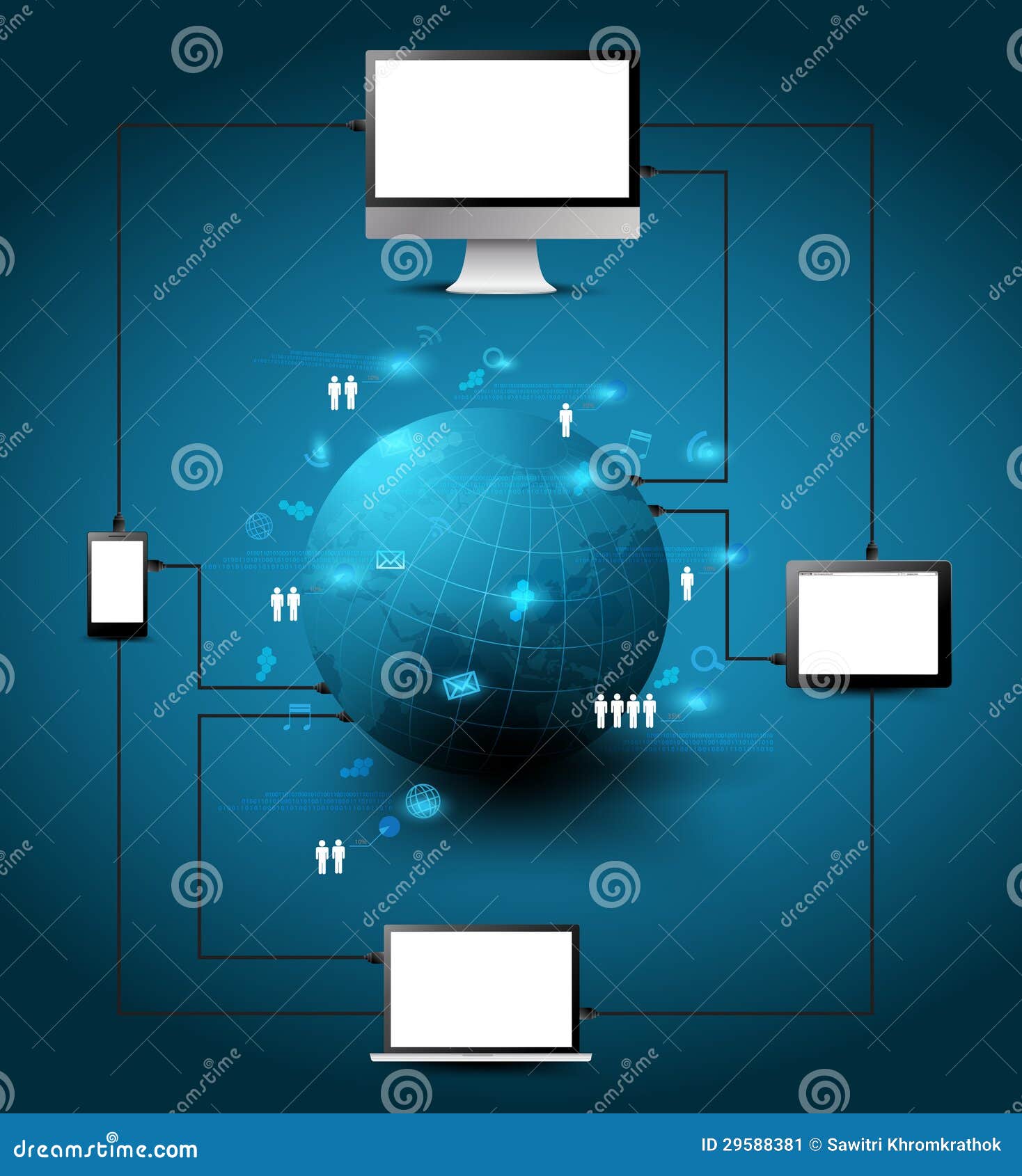 Vector Il Diagramma Di Processo Della Rete Di Computer Della Tecnologia ...