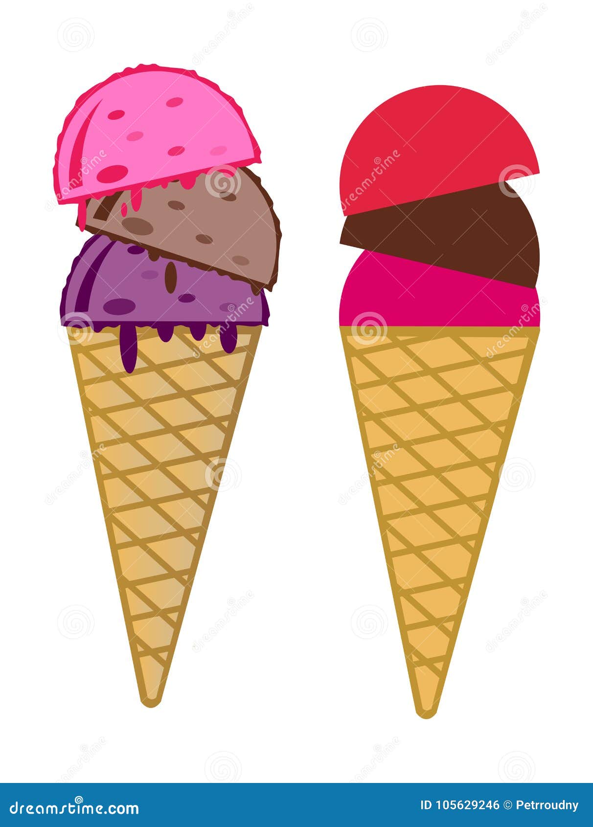Vector Il Gelato in Due Varianti - Semplici E Complesse Illustrazione ...