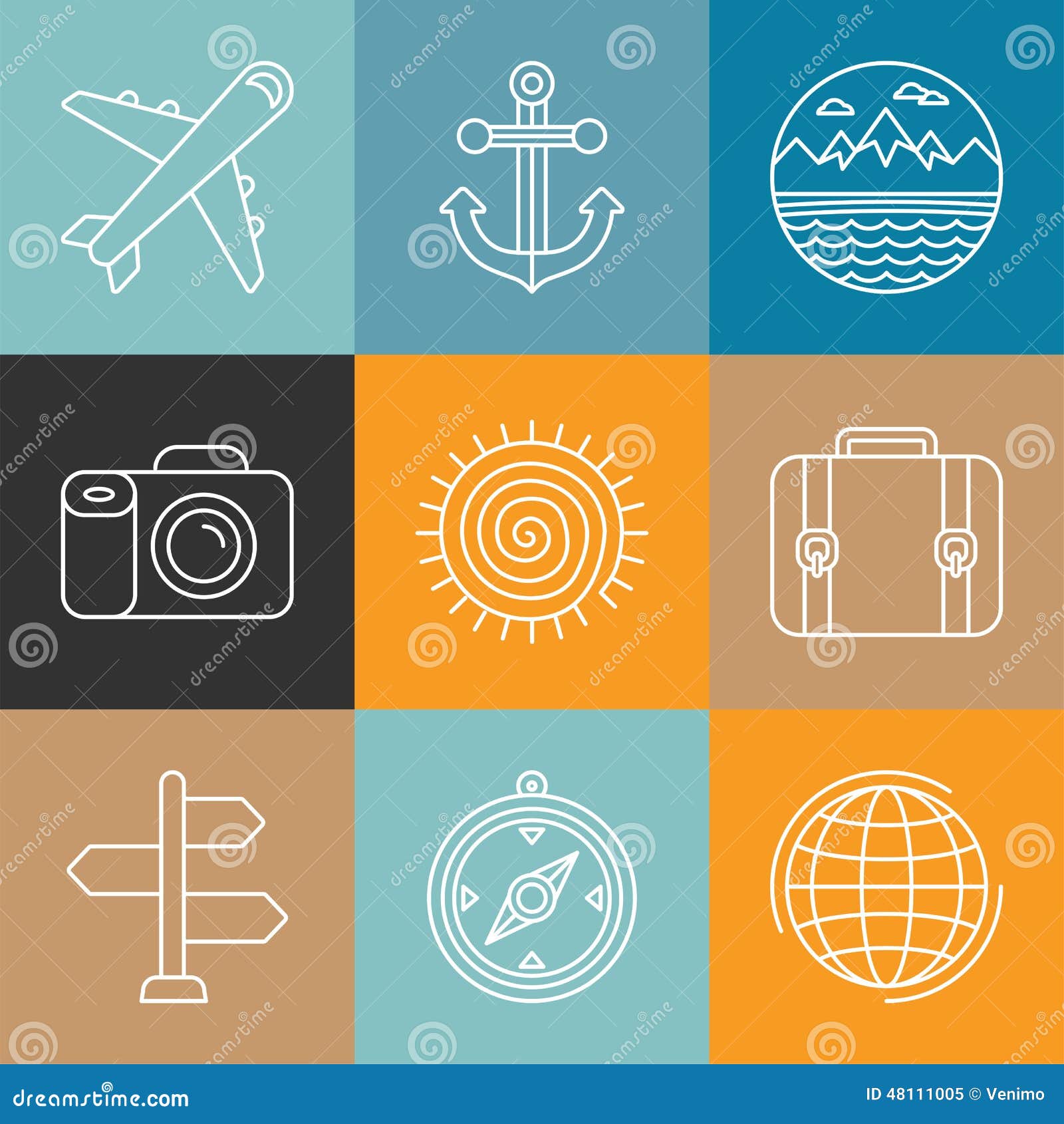 Vector Il Logos E Le Icone Di Viaggio Nello Stile Del Profilo ...