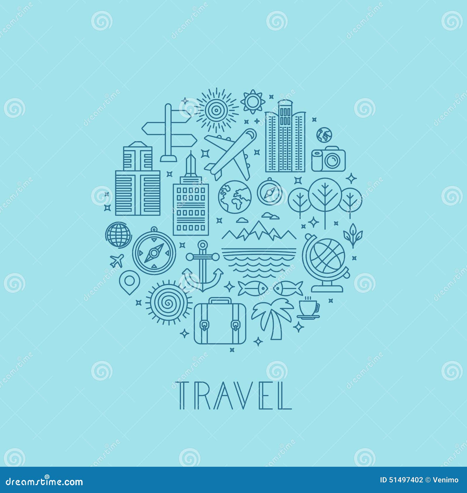 Vector Il Logos E Le Icone Di Viaggio Nello Stile Del Profilo ...