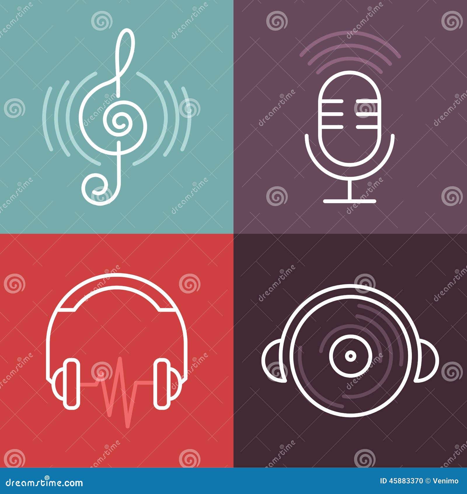 Vector Il Logos Musicale E Le Icone Nello Stile Del Profilo ...