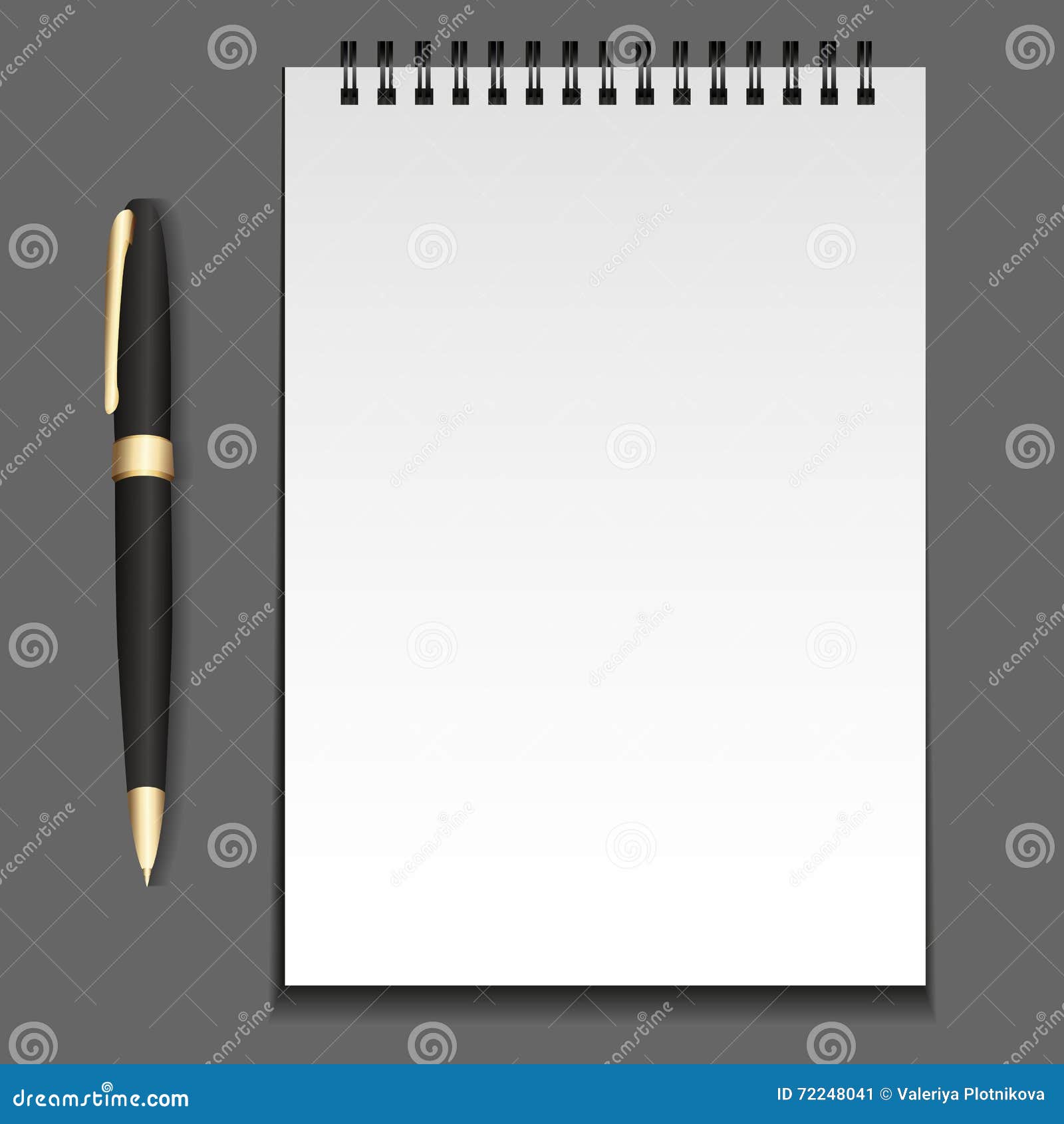 Vector Il Modello Del Blocco Note Sulle Molle Con Una Penna ...