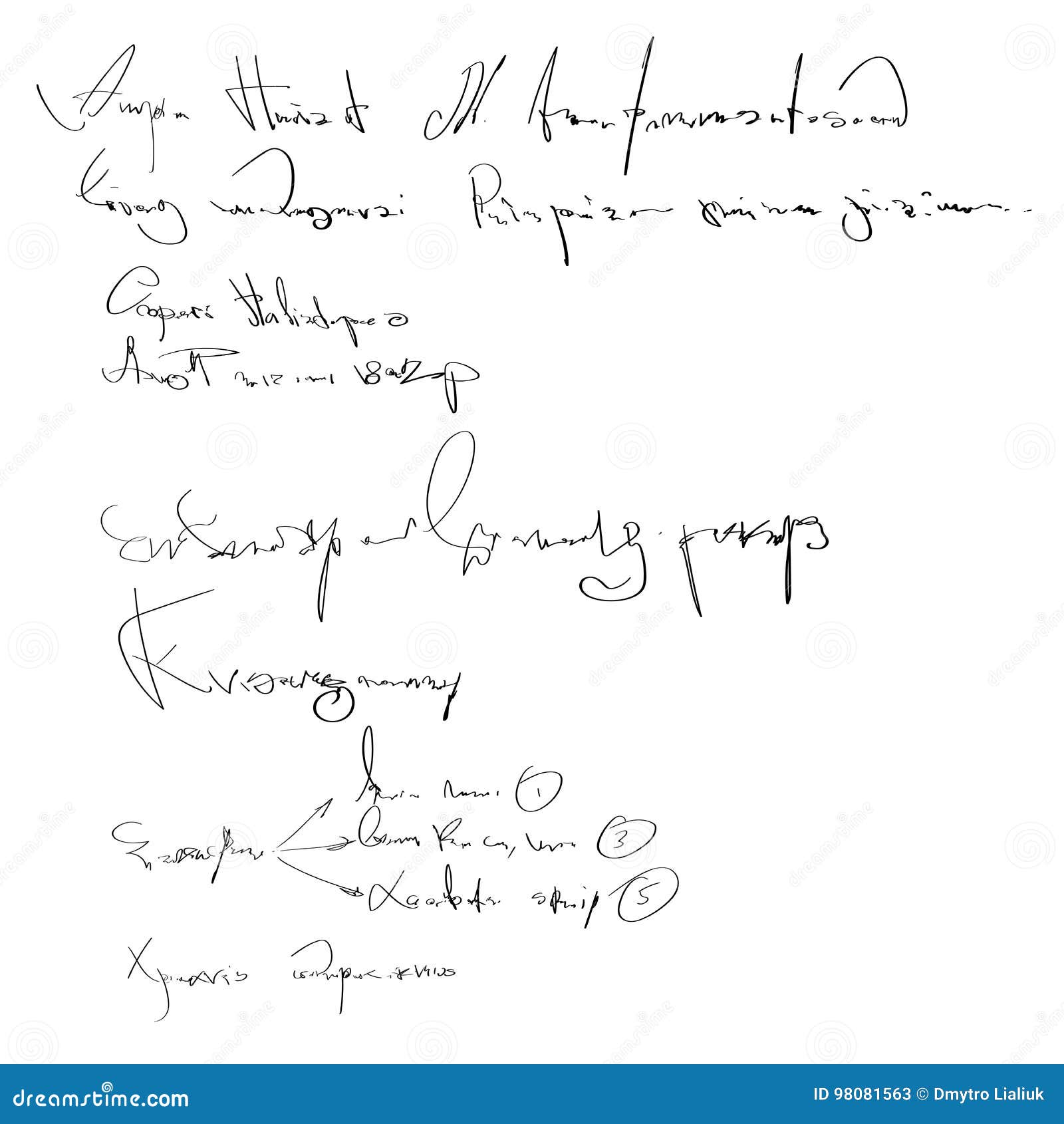 Vector Illegible Handwriting. Black And White Script Background. Sketch ...