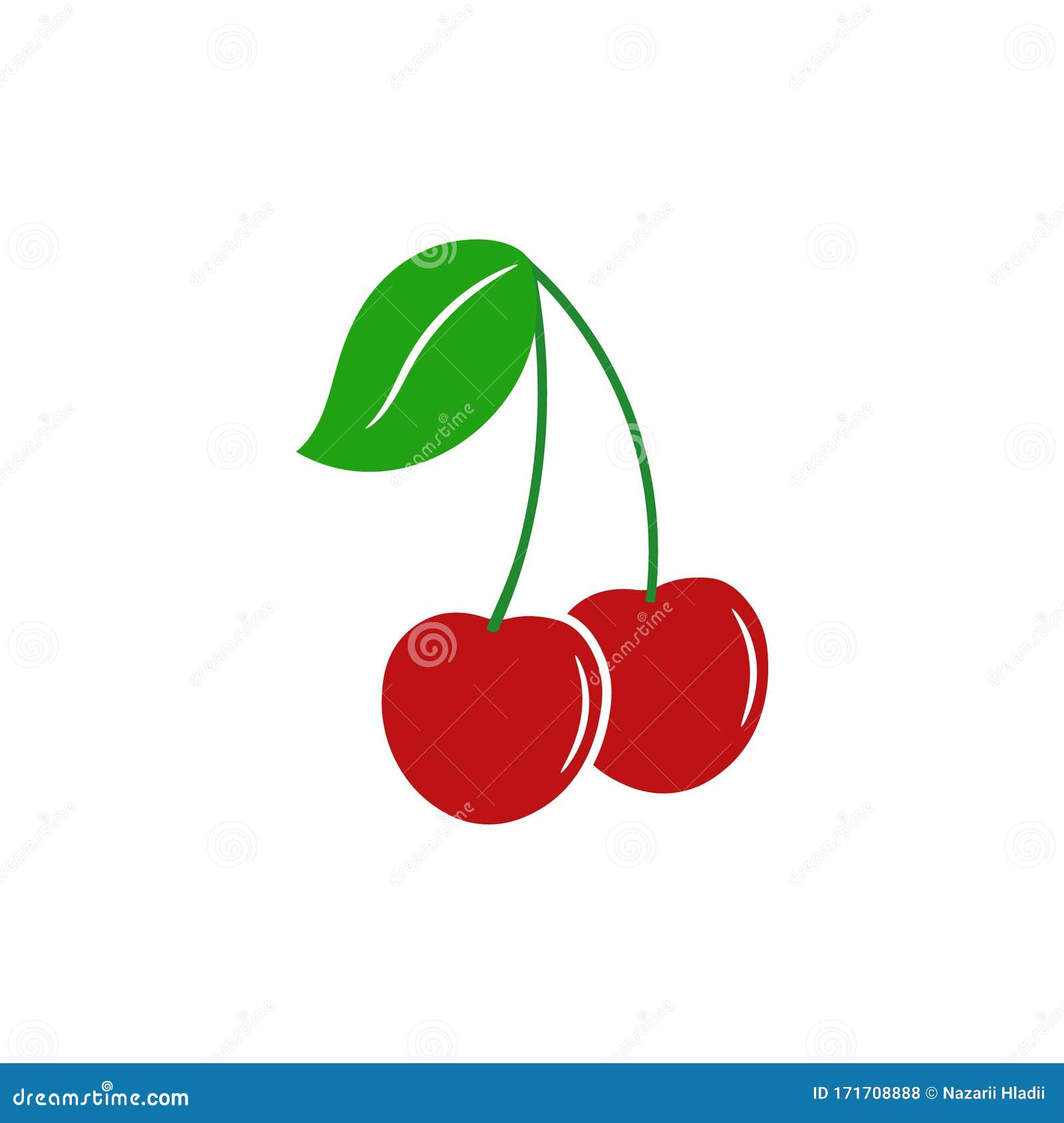 Vector Illstration of Cherry. Flat Design. Isolated. Stock Vector ...