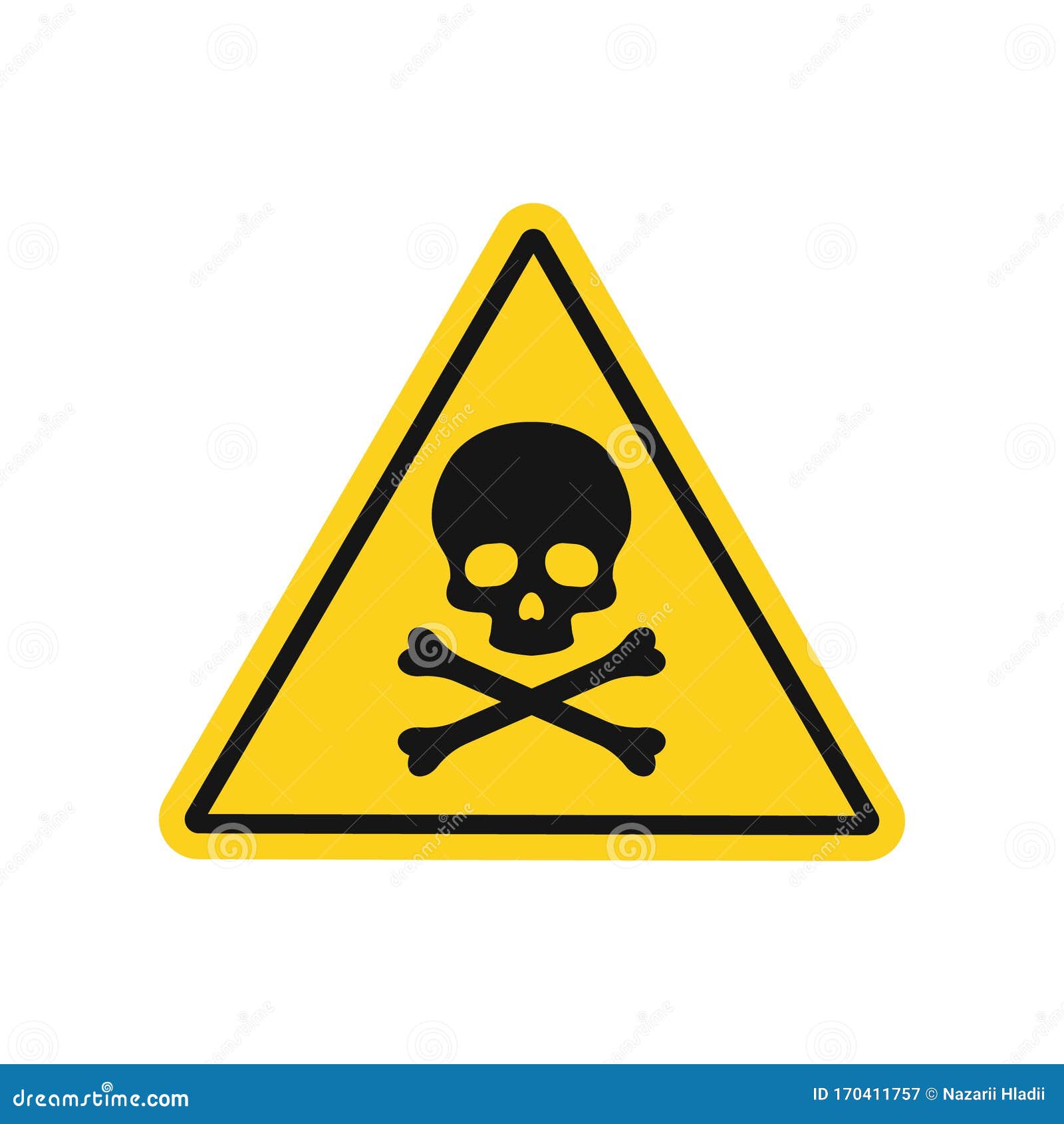 Vector Illstration of Danger Sign with Skull. Flat Design. Isolated ...