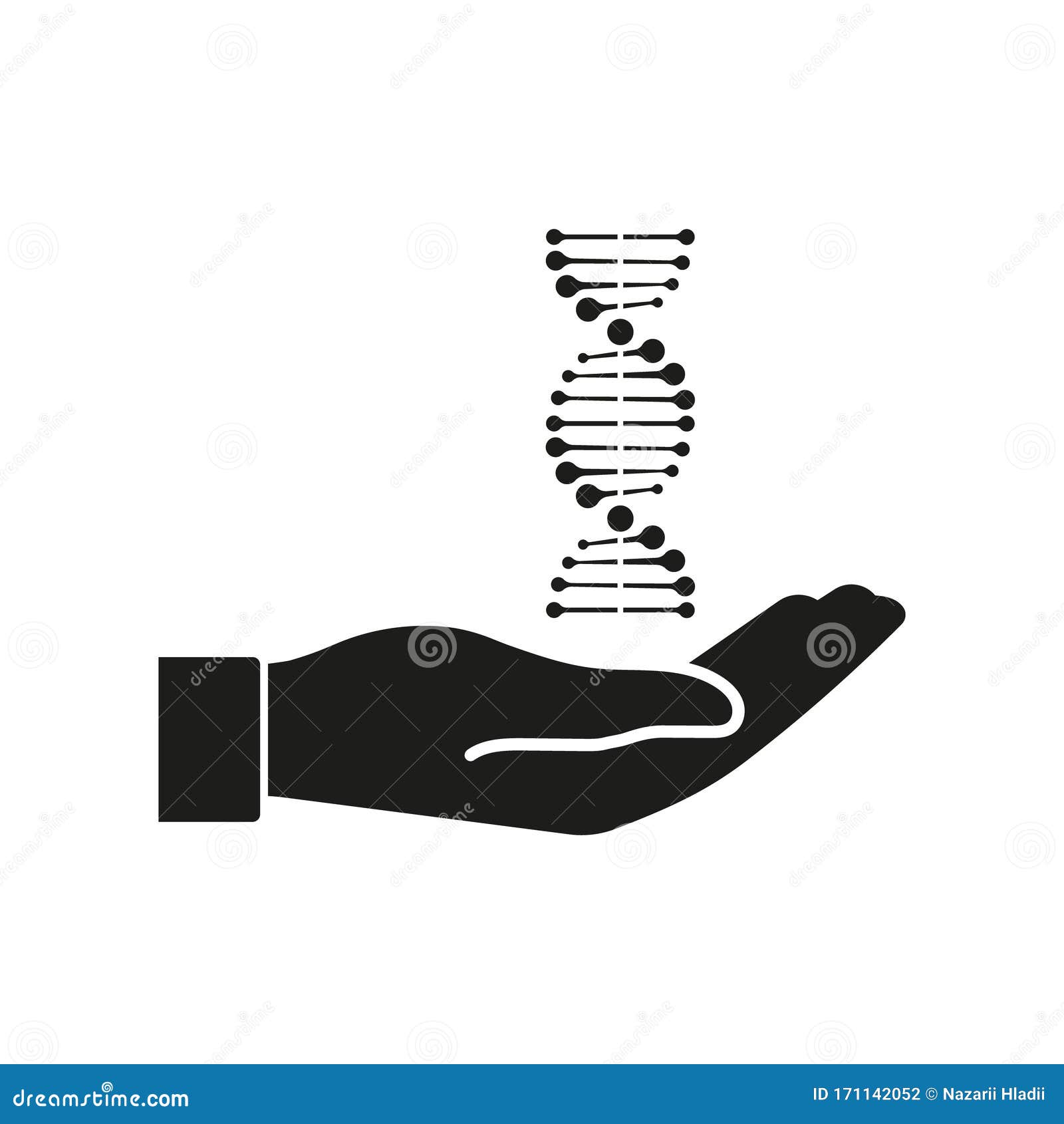 Vector Illstration of DNA on Hand Icon. Flat Design. Isolated. Stock ...