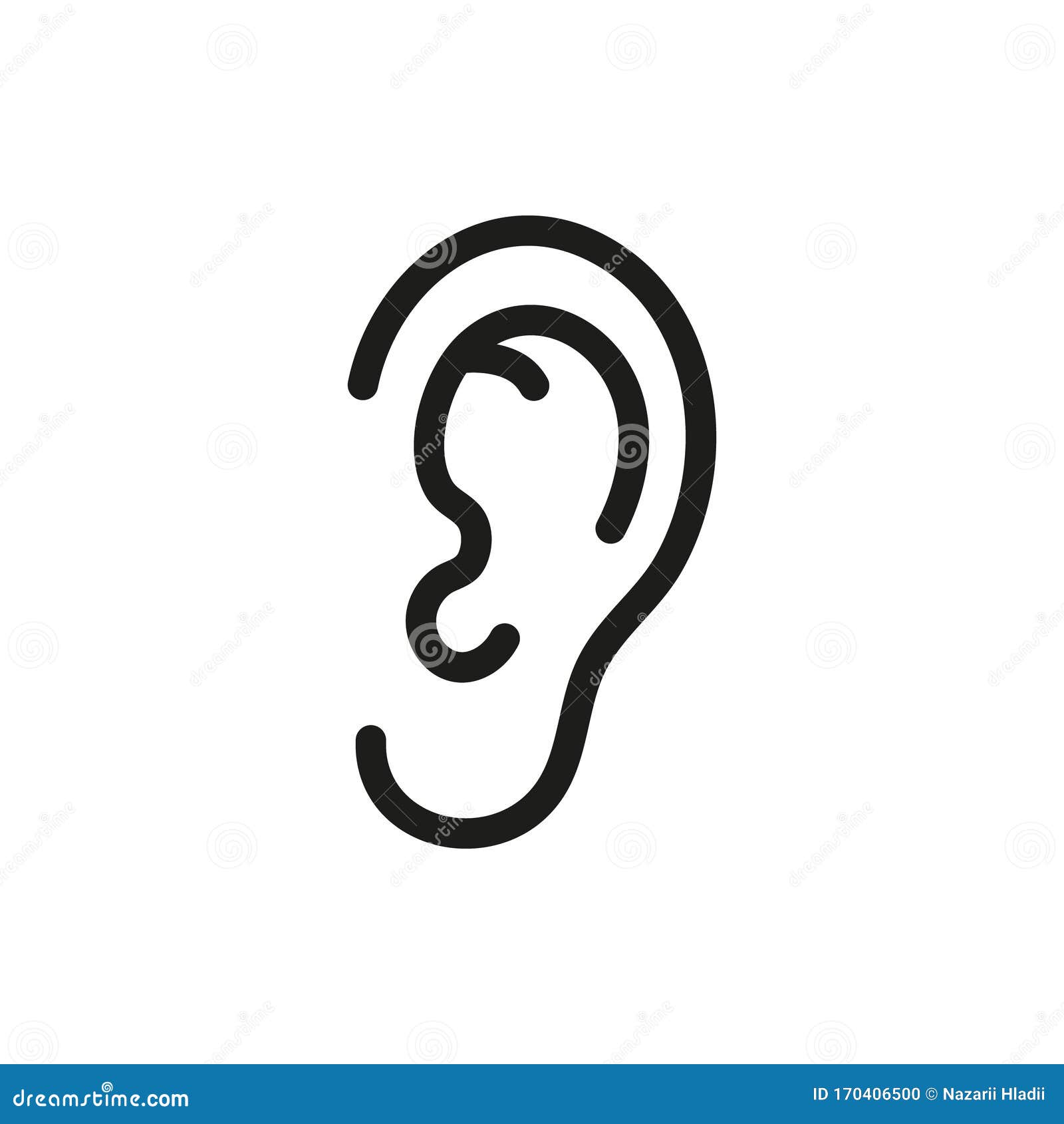 Vector Illstration of Ear Icon. Outline Design. Isolated. Stock Vector ...