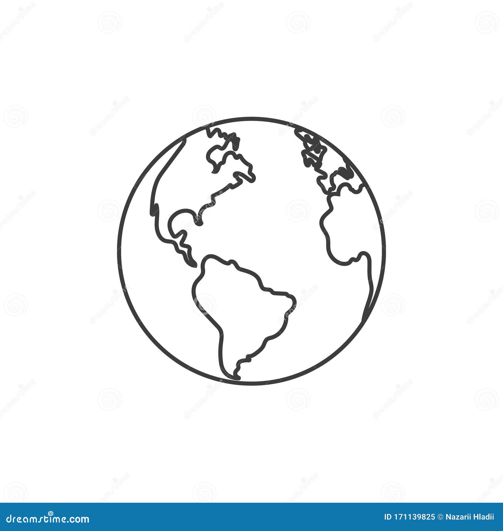Vector Illstration of Earth Icon. Outline Design. Isolated. Stock ...