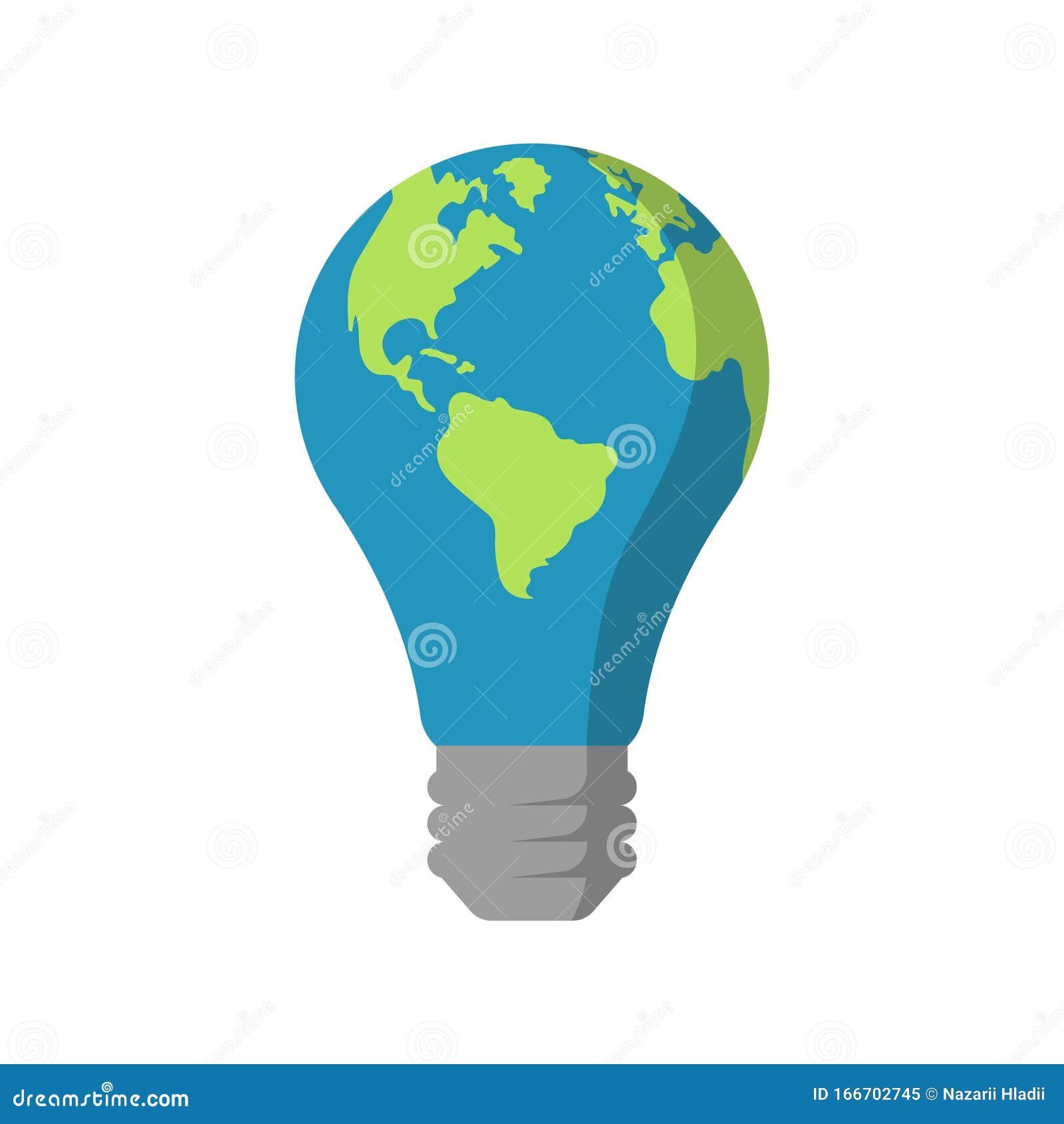 Vector Illstration of Earth Lightbulb Icon. Flat Design. Isolated ...