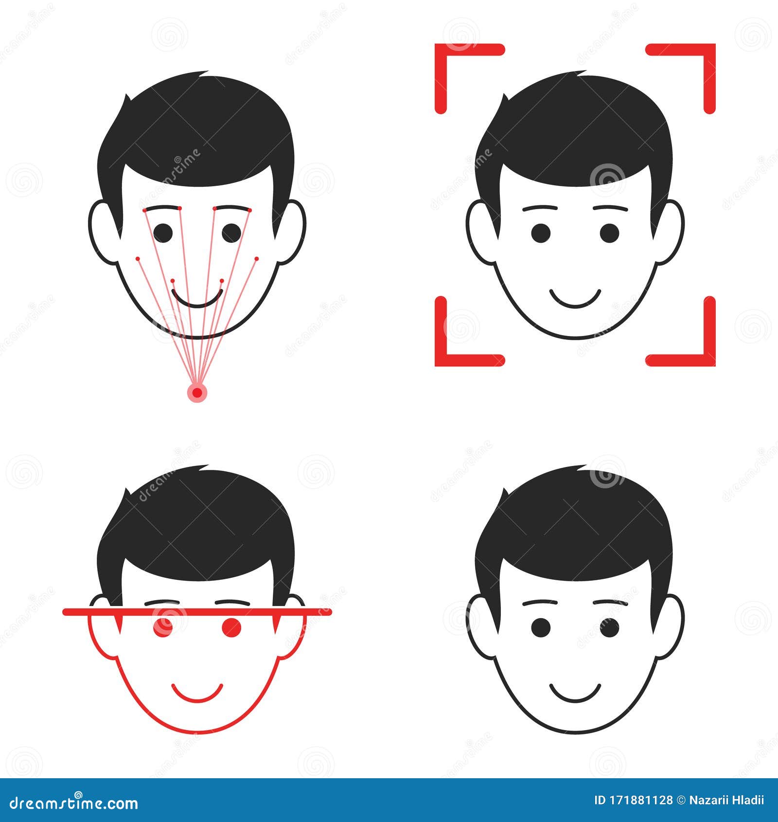 Vector Illstration of Face Scan Icon Set. Isolated. Stock Vector ...