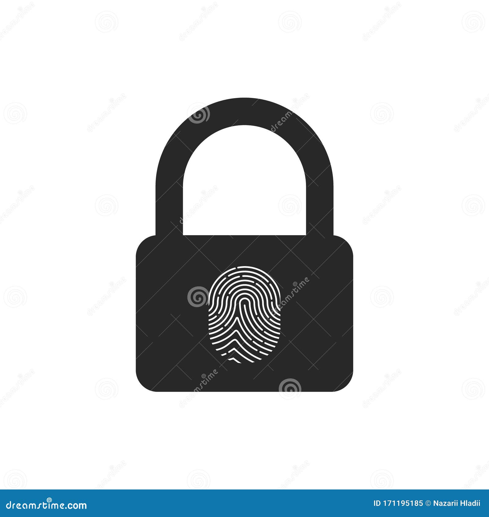 Vector Illstration of Fingerprint on Lock Icon. Flat Design. Isolated ...