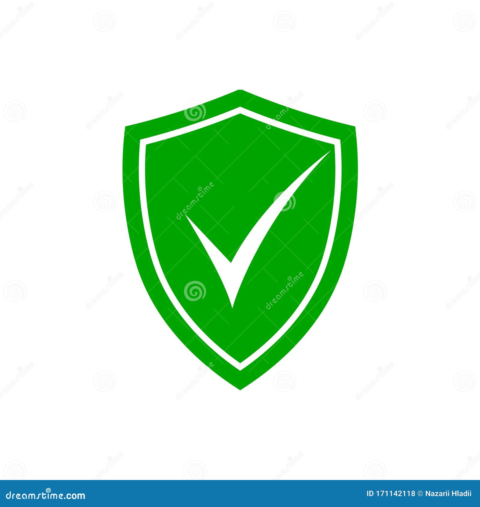 Vector Illstration of Green Shield Icon. Flat Design. Isolated. Stock ...