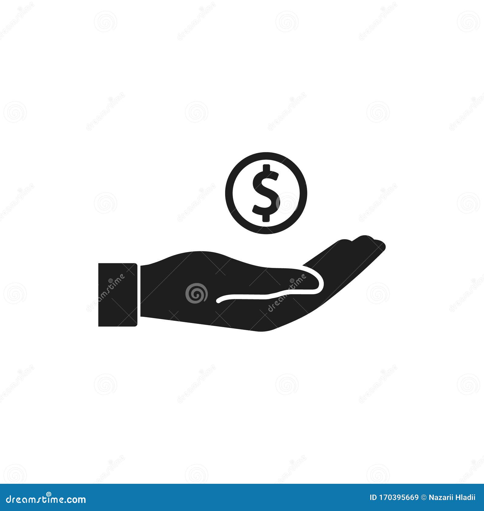 Vector Illstration of Hand with Coin Icon. Flat Design. Isolated. Stock ...