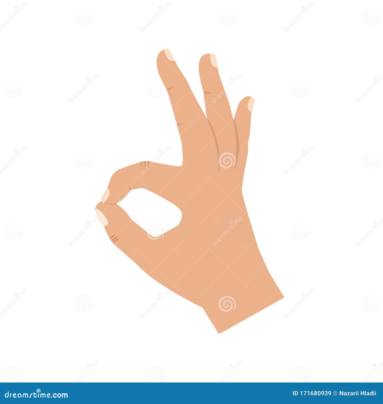 Vector Illstration of Hand, Ok Sign. Flat Design. Isolated. Stock ...