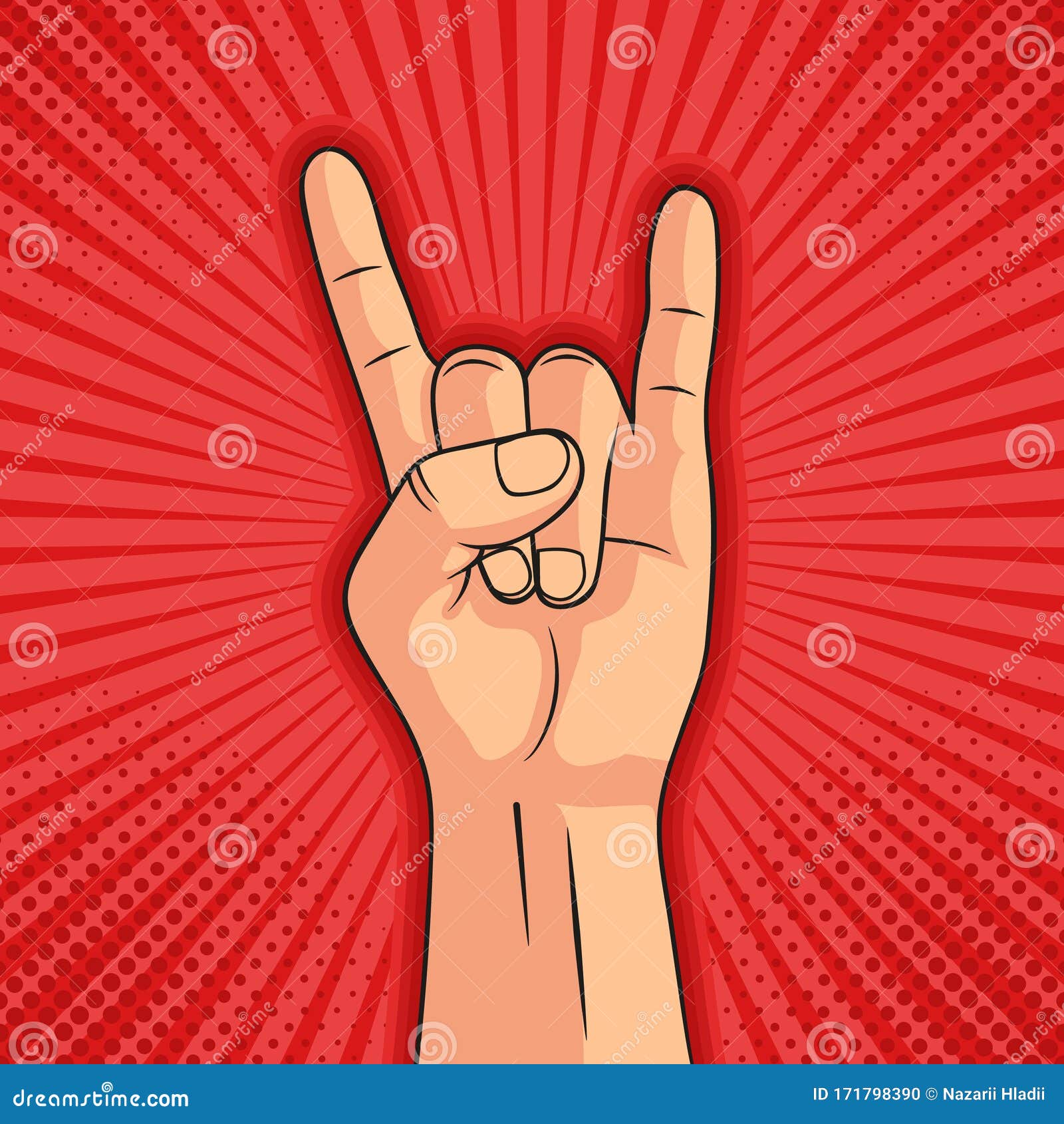 Vector Illstration of Hand in Rock Sign. Isolated. Stock Vector ...