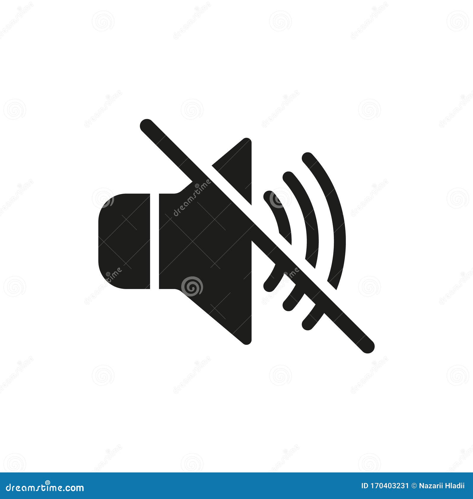 Vector Illstration of Mute Icon. Flat Design. Isolated. Stock Vector ...