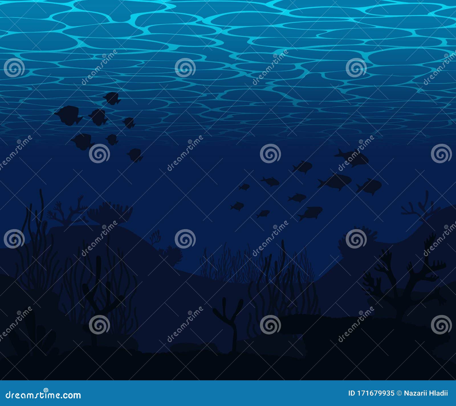 Vector Illstration of Ocean Bottom. Flat Design. Isolated. Stock Vector ...