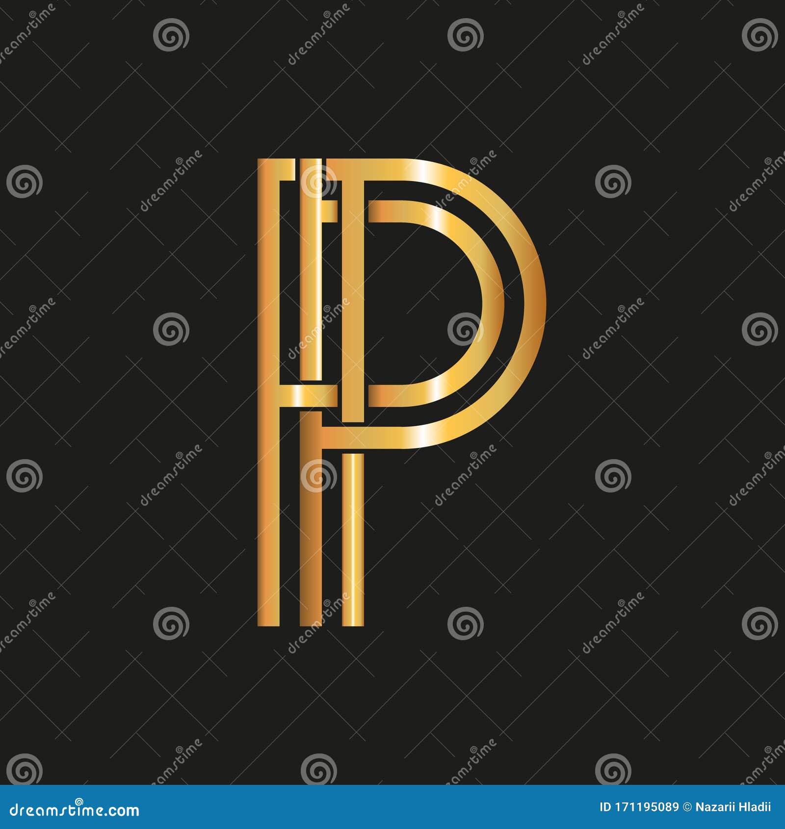 Vector Illstration of P Logo on Black Background. Isolated. Stock ...