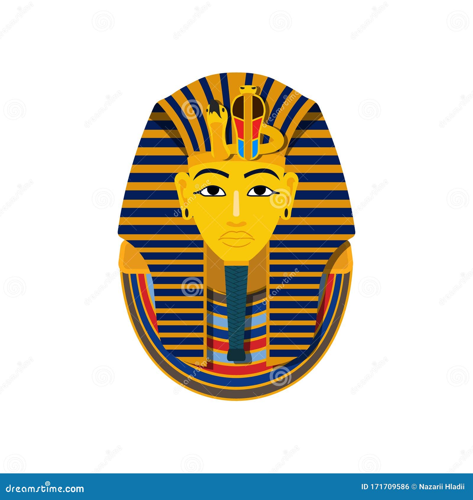 Vector Illstration of Pharaon Mask. Flat Design. Isolated. Stock Vector ...