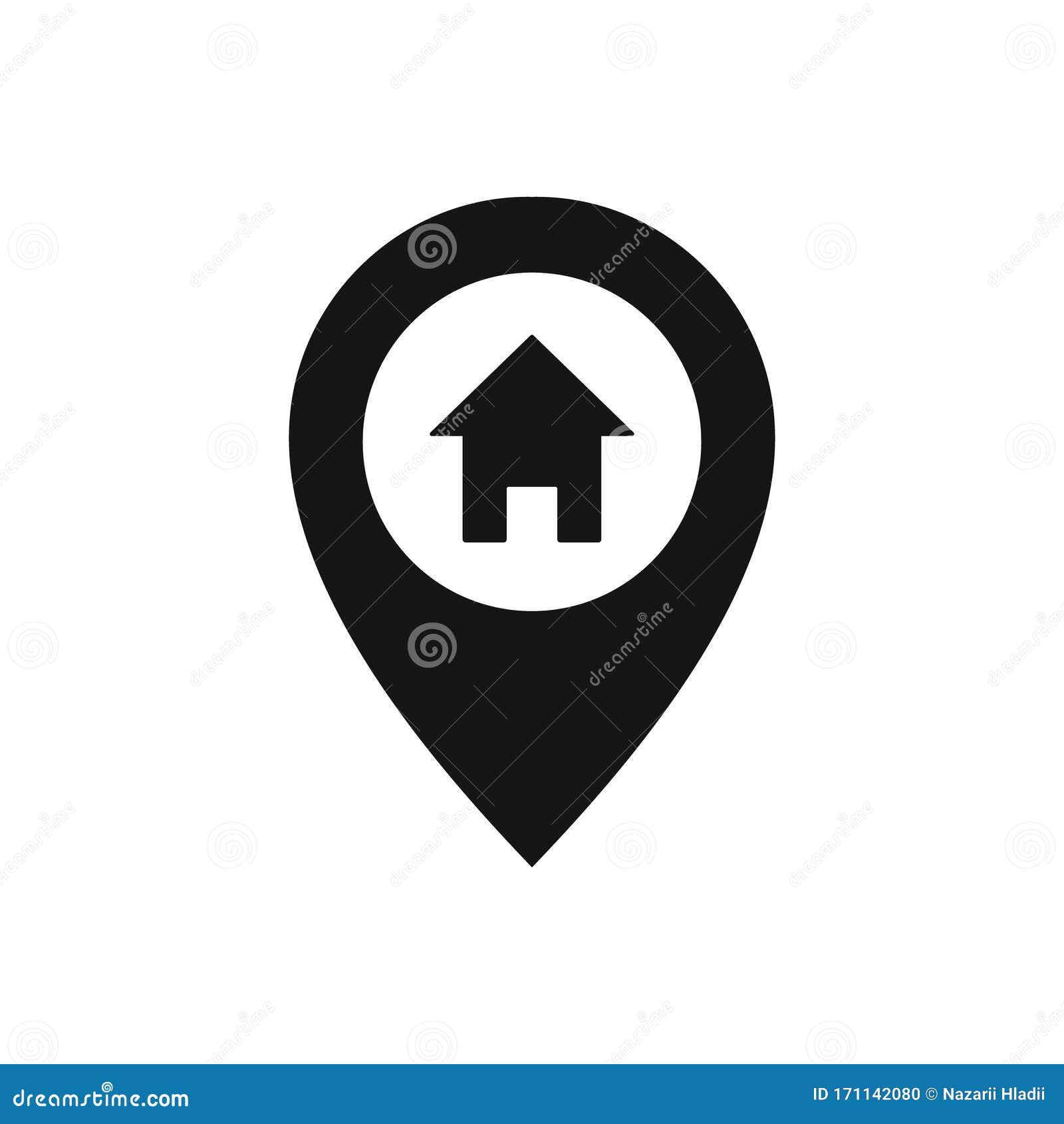 Vector Illstration of Pin House Icon. Flat Design. Isolated. Stock ...