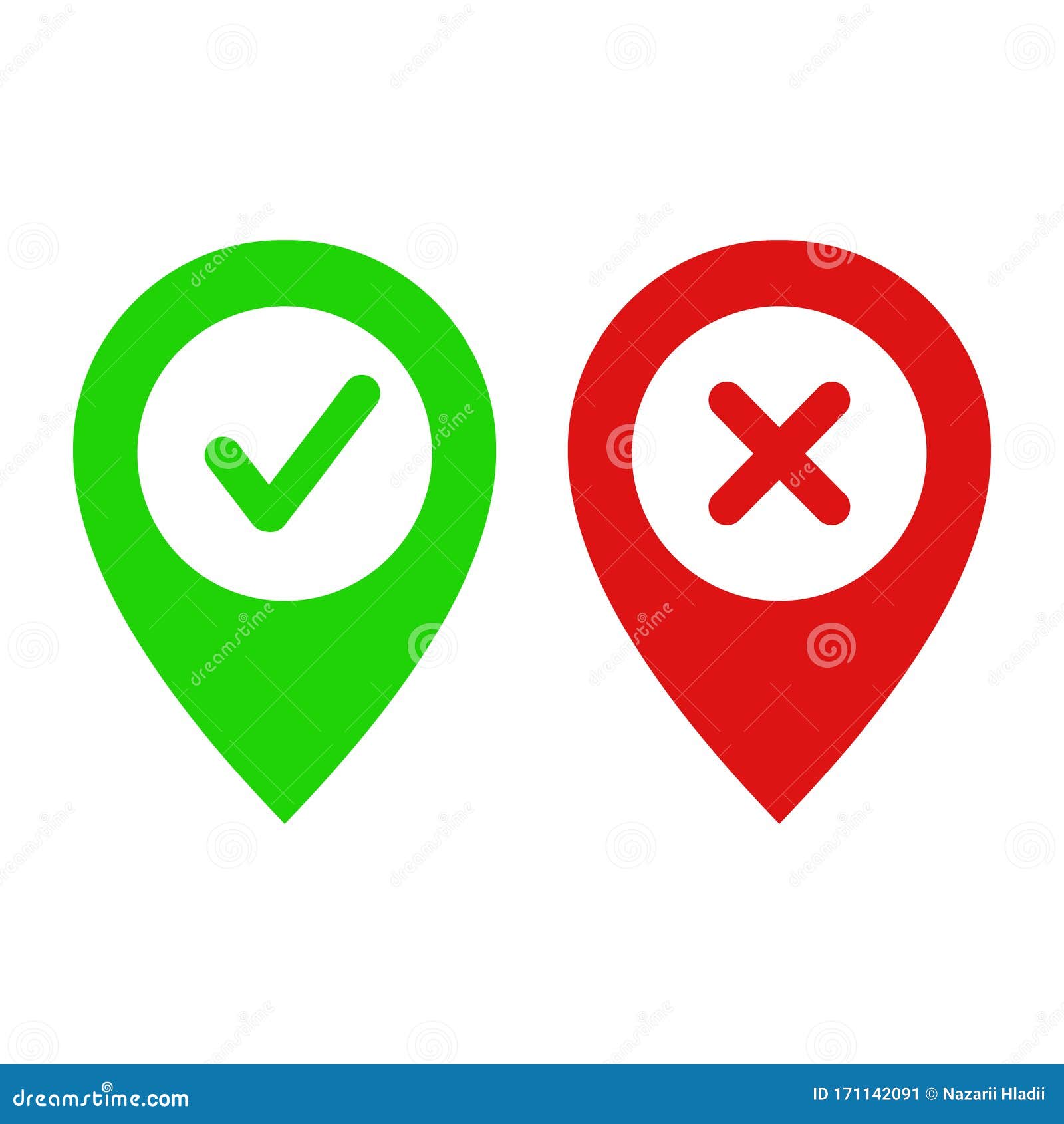 Vector Illstration of Pin with Marks Icon. Flat Design. Isolated. Stock ...