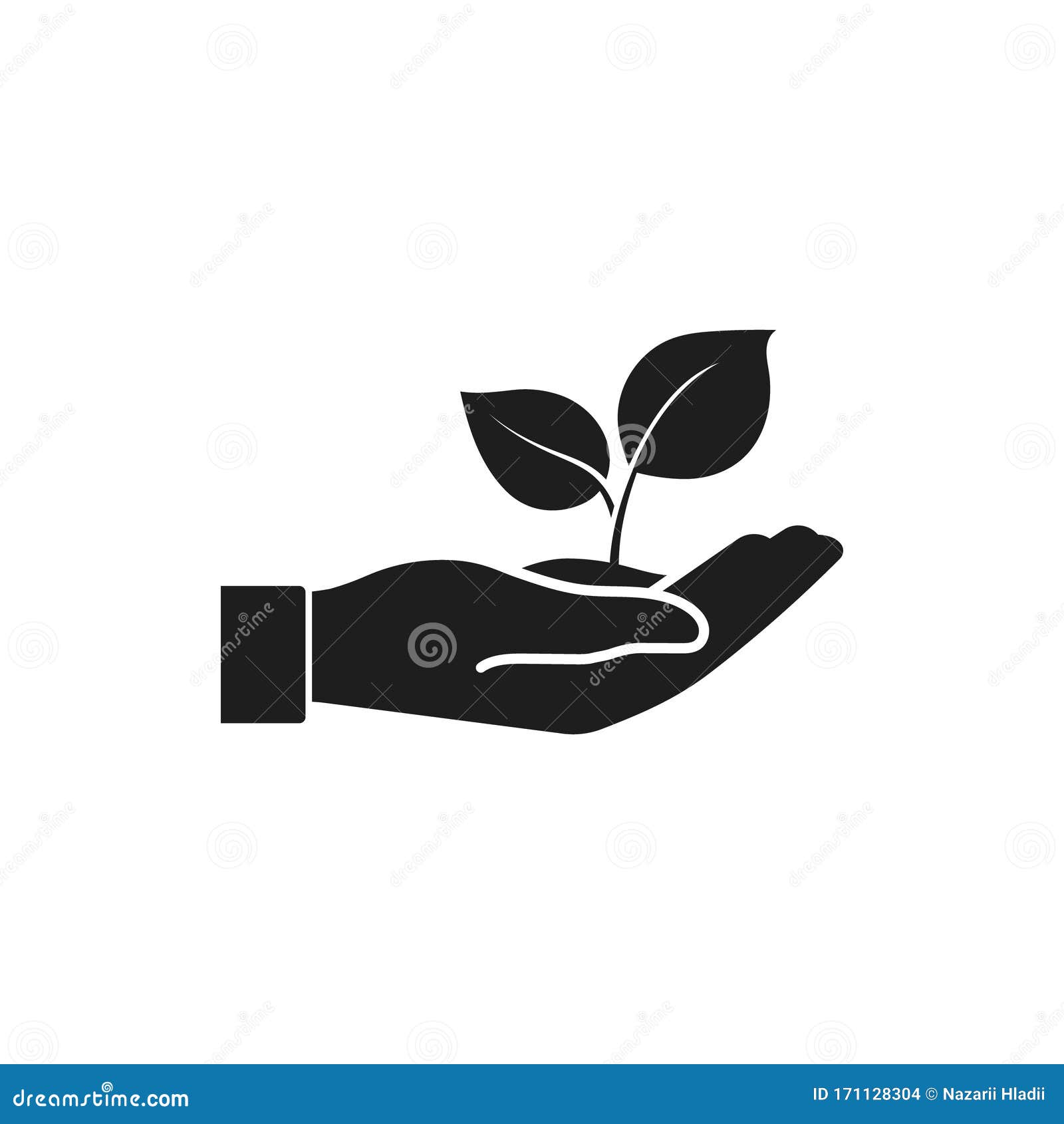 Vector Illstration of Plant in Hand Icon. Flat Design. Isolated. Stock ...