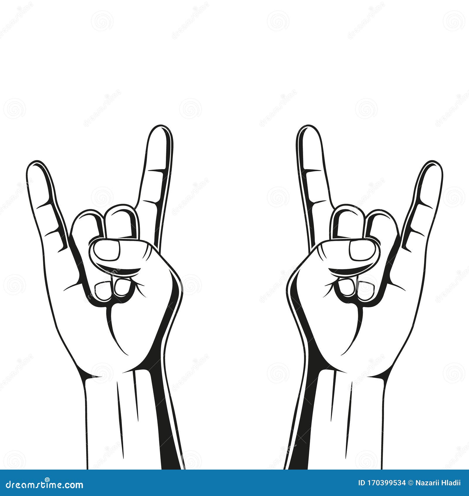 Vector Illstration of Rock Sign on White Background. Isolated. Stock ...