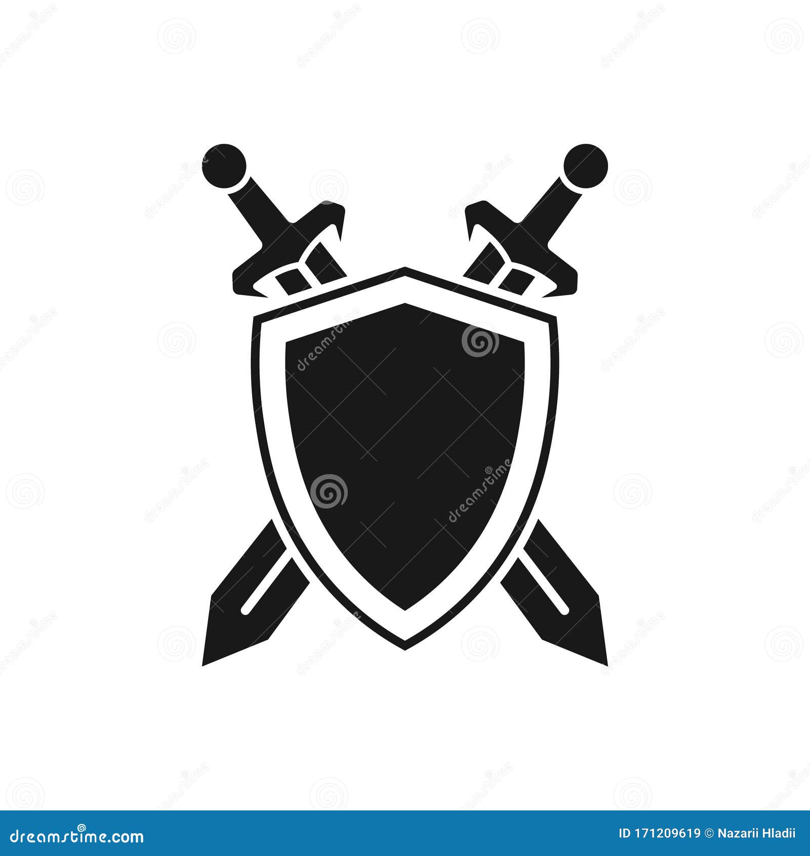 Vector Illstration of Shield with Crossed Swords Icon. Flat Design ...