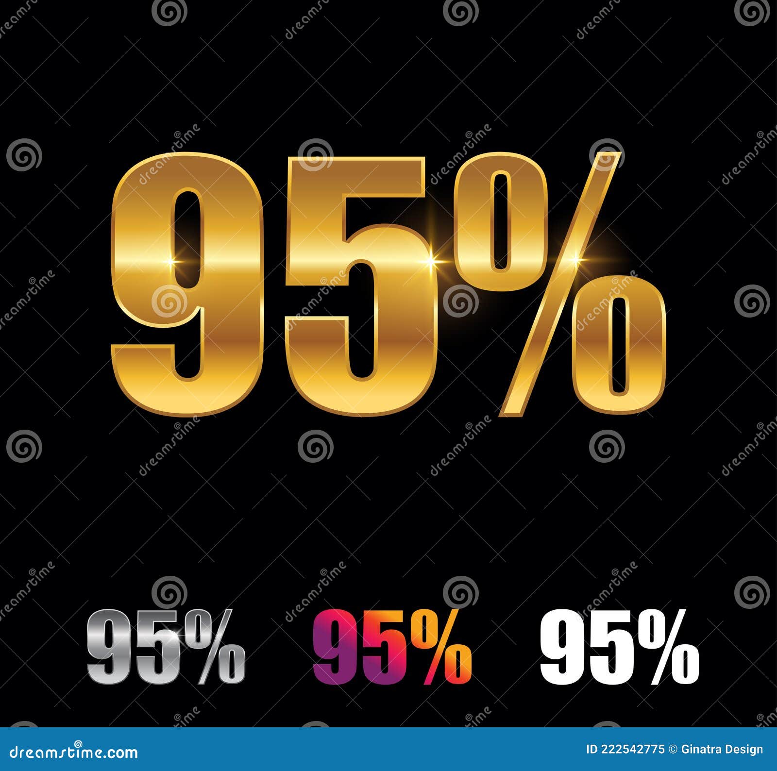 Golden and Silver 95 Percent Sign Stock Vector - Illustration of ...