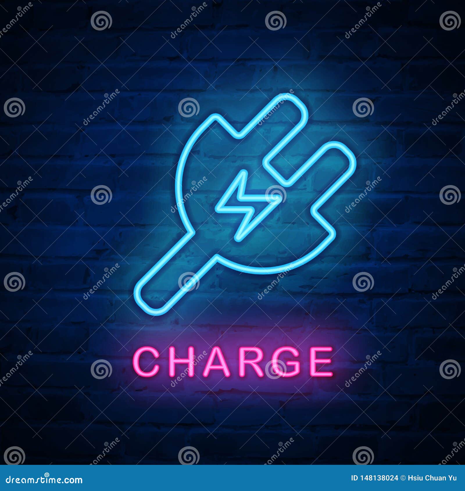 Vector Illuminated Neon Light Icon Sign Electric Charge Stock Vector ...