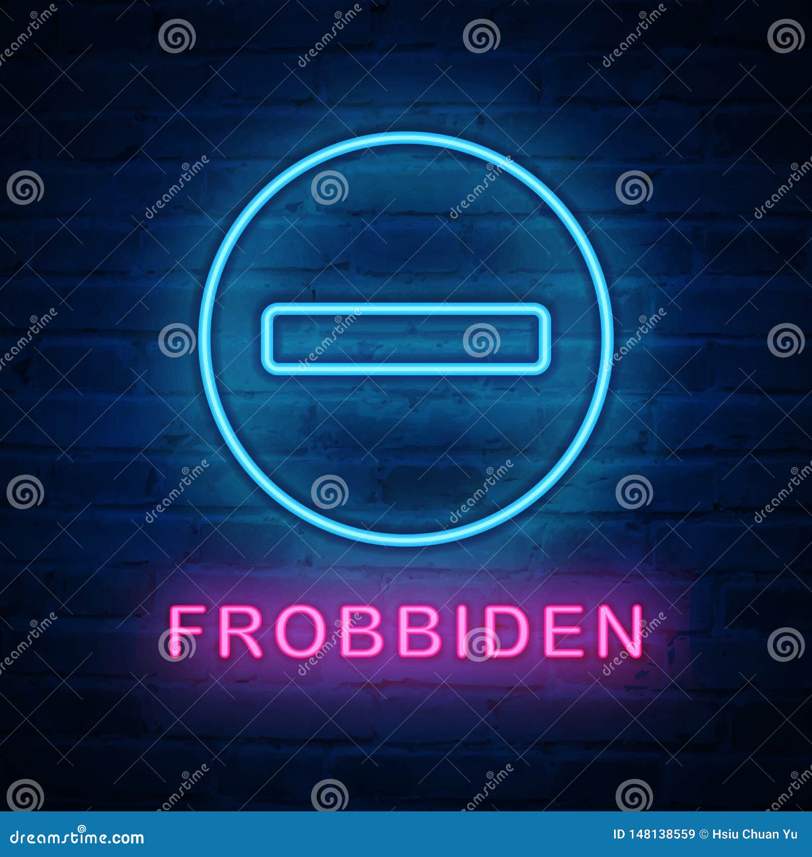 Vector Illuminated Neon Light Icon Sign Forbidden Stock Vector ...