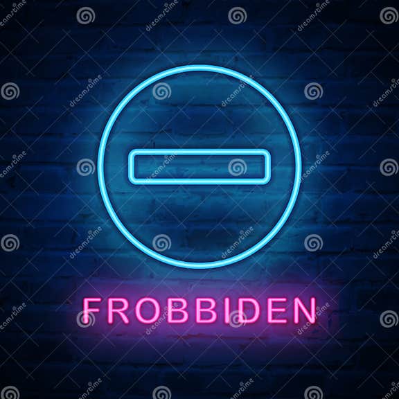 Vector Illuminated Neon Light Icon Sign Forbidden Stock Vector ...