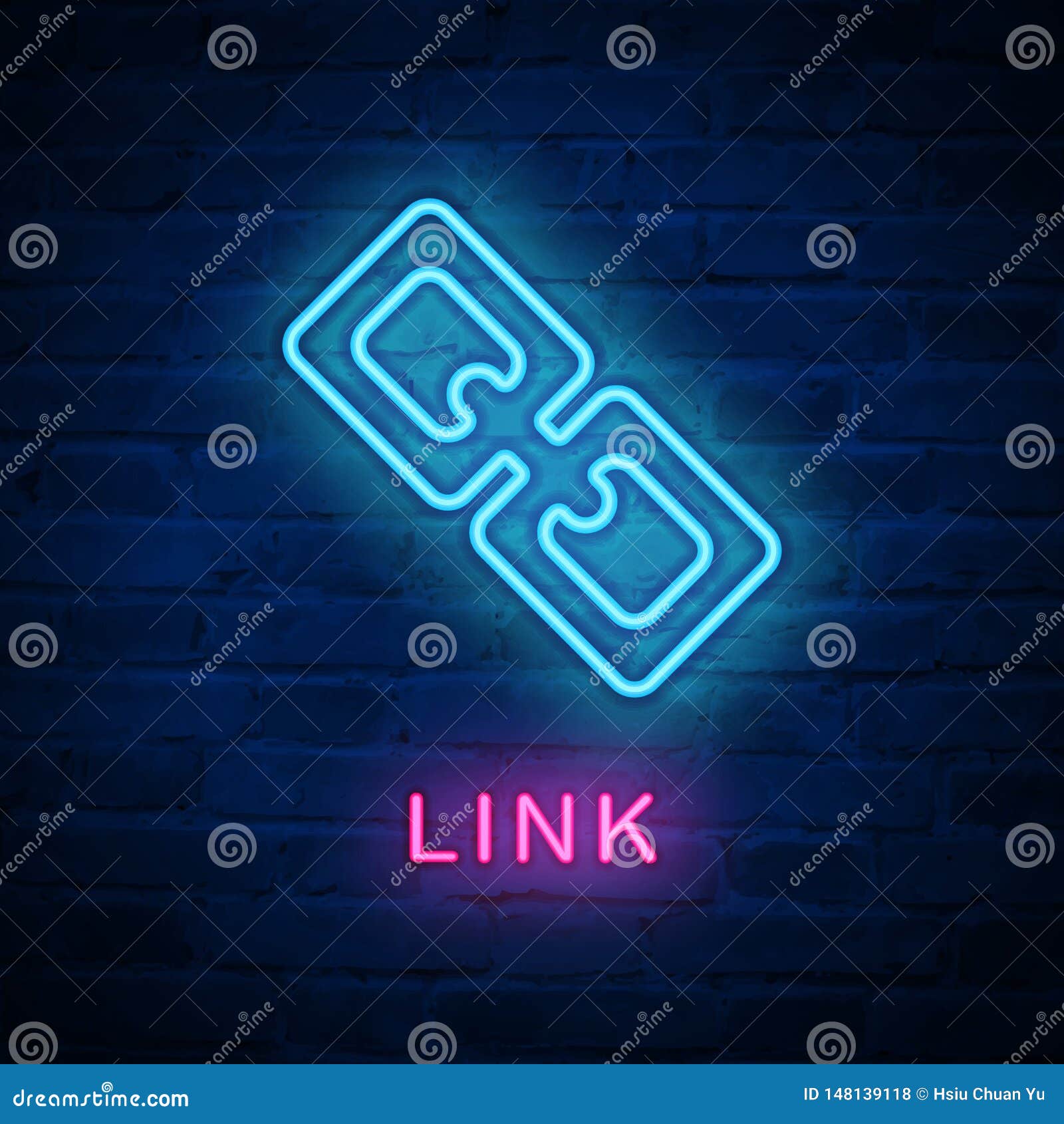 Vector Illuminated Neon Light Icon Sign Link Stock Vector ...