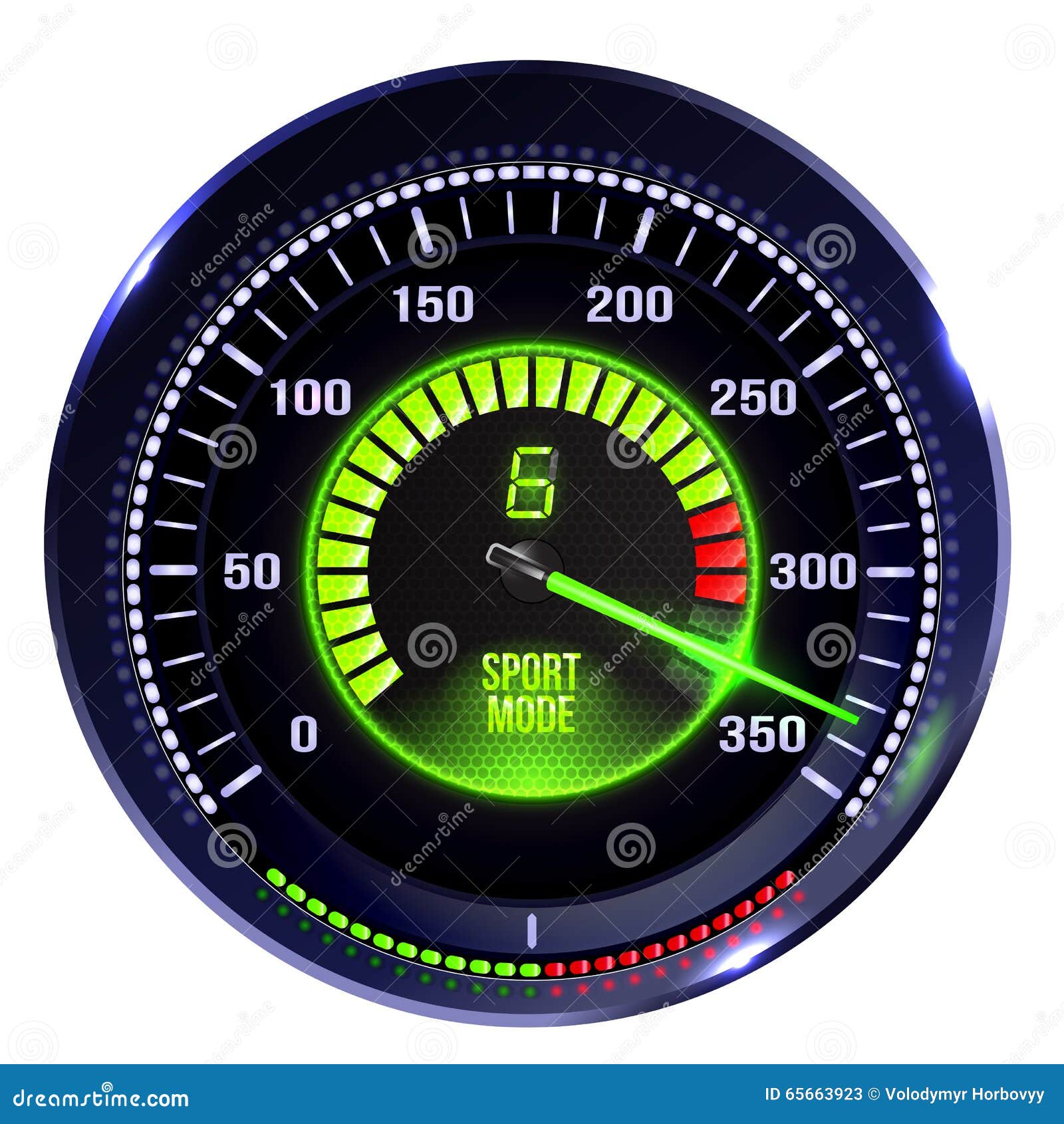Vector Illuminated Speedometer Stock Vector - Illustration of needle ...
